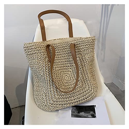 SFMZCM Summer Large Capacity Shoulder Bag Rattan Beach Bags Woven Handle Bag Casual Lady (Color : E, Size : 1)