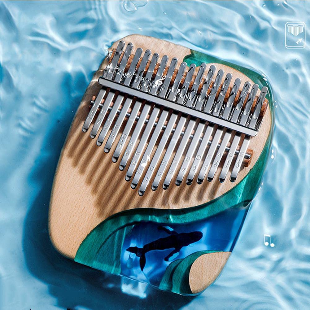 SDGH 17 Key Thumb Piano Solid Beech Epoxy Resin Portable with Tuning Hammer Keyboard Musical Instrument