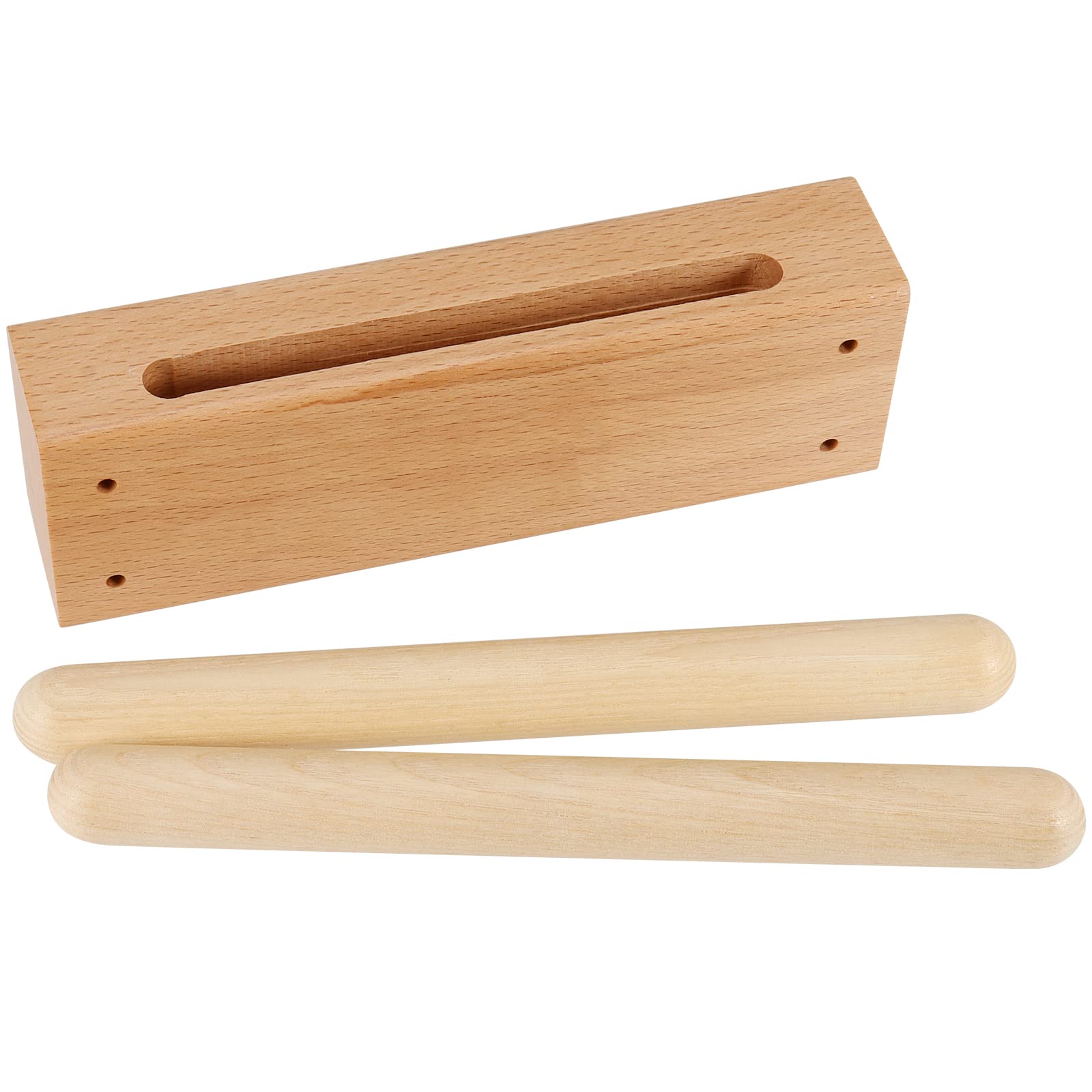 SEHOI 2 Pack 7 Inches Wood Rhythm Block, Musical Wood Block Percussion Instrument with Mallet, Solid Hardwood Percussion Rhythm Blocks for Creating Loud and Resonant Tone
