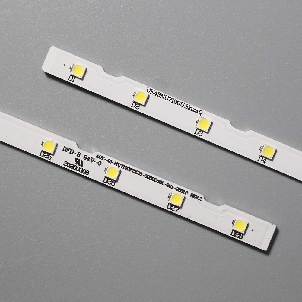 KLB 2pcs x 43TV LED Backlight Strips for Samsung AOT_43_NU7100F_2X28_3030C UE43NU7120U 7170U 7100U UN43NU7100 BN44-00947A 45954A