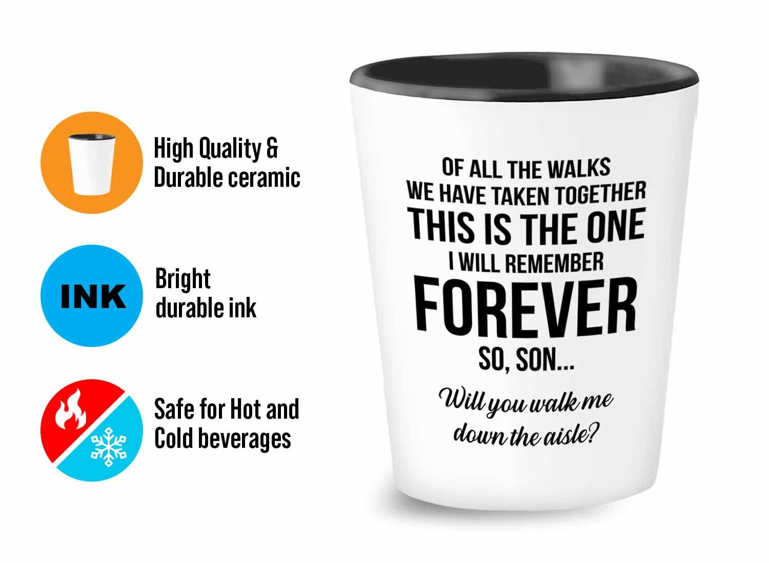 Proposal Shot Glass 1.5oz - Personalized Son Walk Me Down the Aisle - Dad Romantic Marriage Relationship Fiancee Engagement Wedding Day Step Dad Future Husband Wife