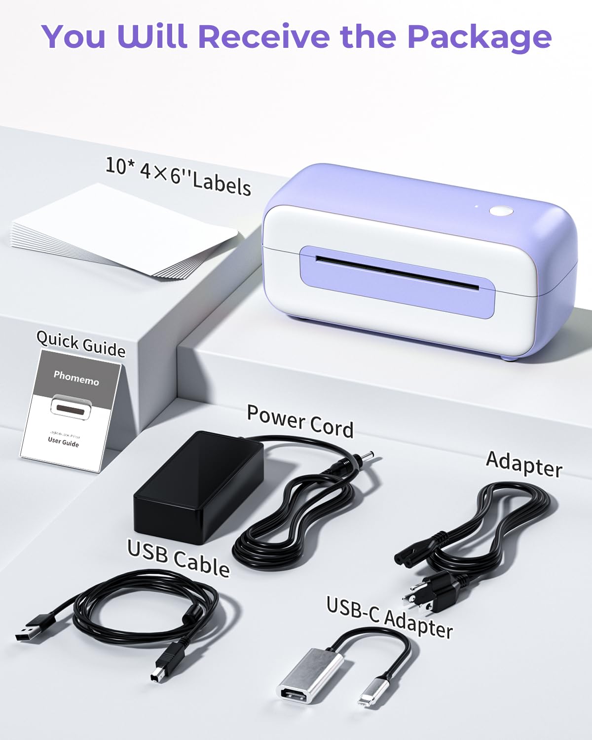 LabelCreate Thermal Shipping Label Printer, 4x6 Thermal Label Printer, Label Printer for Small Business, Direct Thermal Printer Compatible with Amazon Shopify Etsy Ebay FedEx USPS(Only USB)