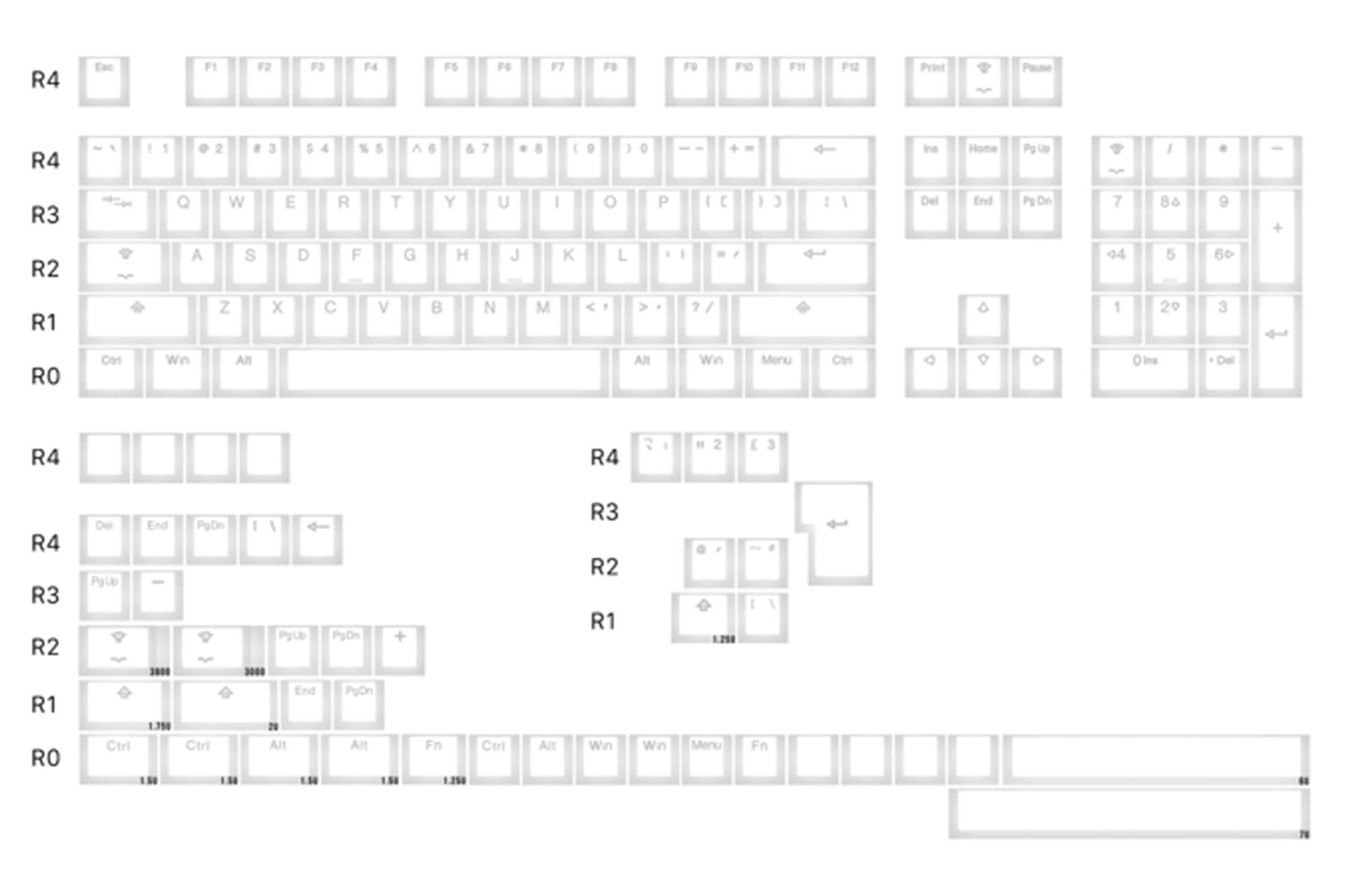 Taihao Cubic Profile Nana De Coco Translucent Backlit Doubleshot keycaps for DIY gaming mechanical keyboard oem profile Forested (NanaDeCoco Forested Keycap)