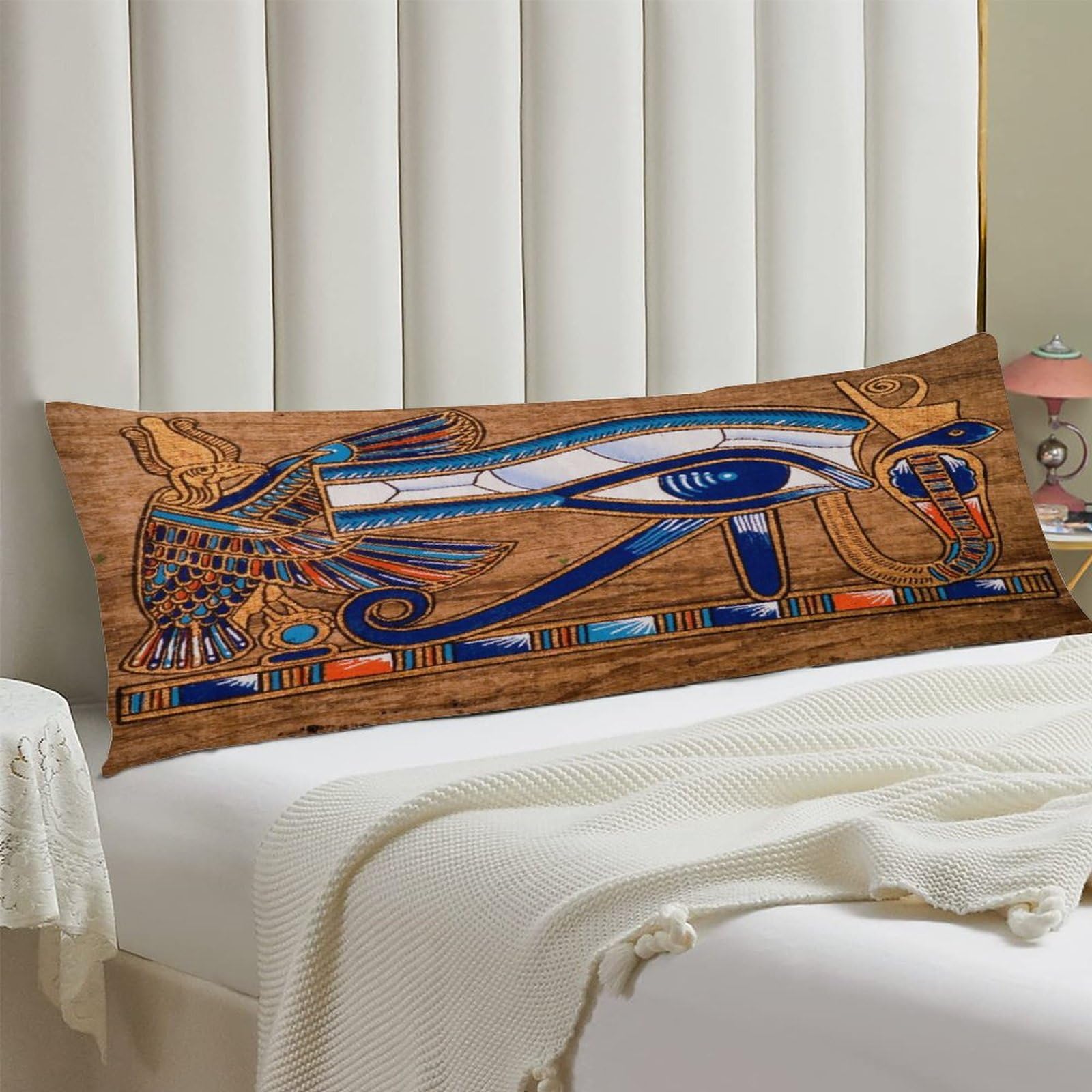 Lycomify Body Pillow Cover,Egyptian Papyrus Depicting The Horus Eye Printed Long Pillow Cases Protector with Zipper Decor Soft Large Covers Cushion for Beding,Couch,Sofa,Home Gift 20"x54"