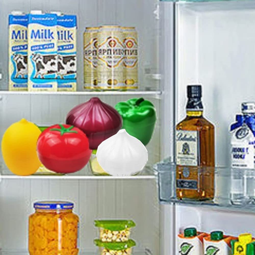 OUKEYI Fruit and Vegetable Storage Containers Reusable SiliconeRefrigerator Box Storage Bowls Saver Holder Keeper foronion, Tomato, Lemon, and avocado ,Refrigerator Vegetable Crisper 4Pieces