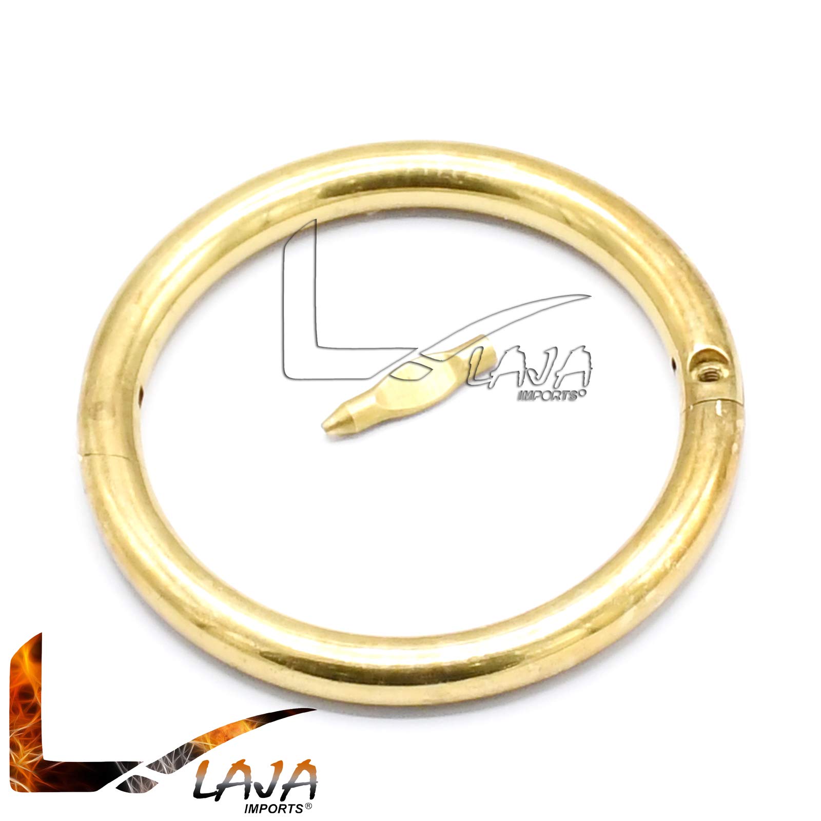 LAJA IMPORTS Bull Cow Nose Ring + Screw Animal Brass Cattle Farm Ranch Show Halter Livestock Veterinary Gold