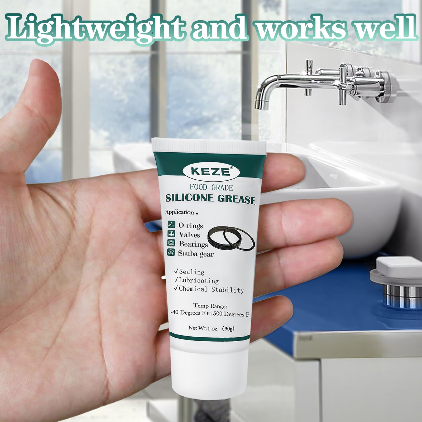 KEZE Waterproof Food Grade Silicone Lubricant Plumbers Grease for Valve Sealant Faucet O Rings 1 oz 1-Pack