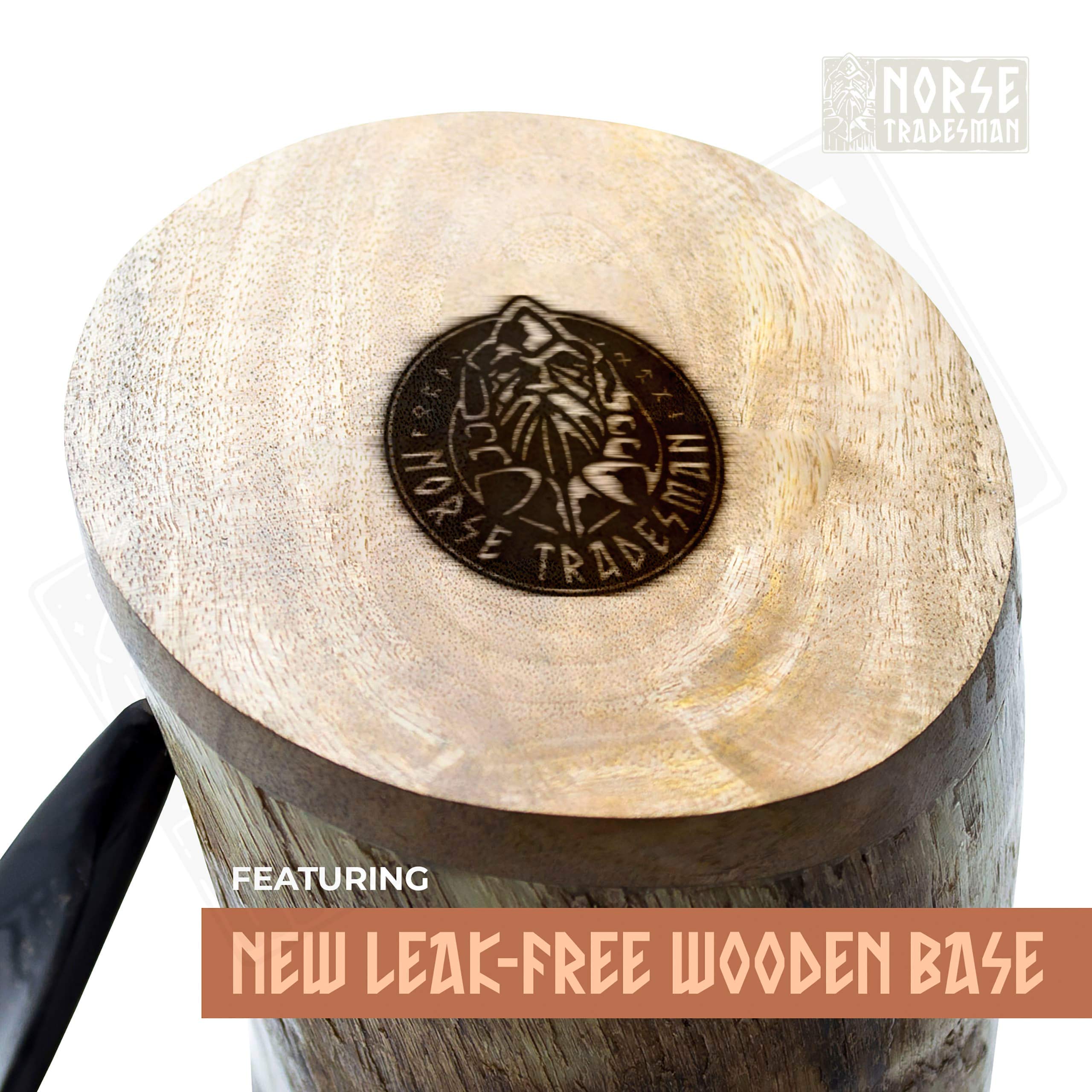 Norse Tradesman Personalized Engraved Viking Drinking Horn Mug - Holiday Themed Designs and Submit Your Text for Engraving - Multiple Tankard Sizes & Engraving Options