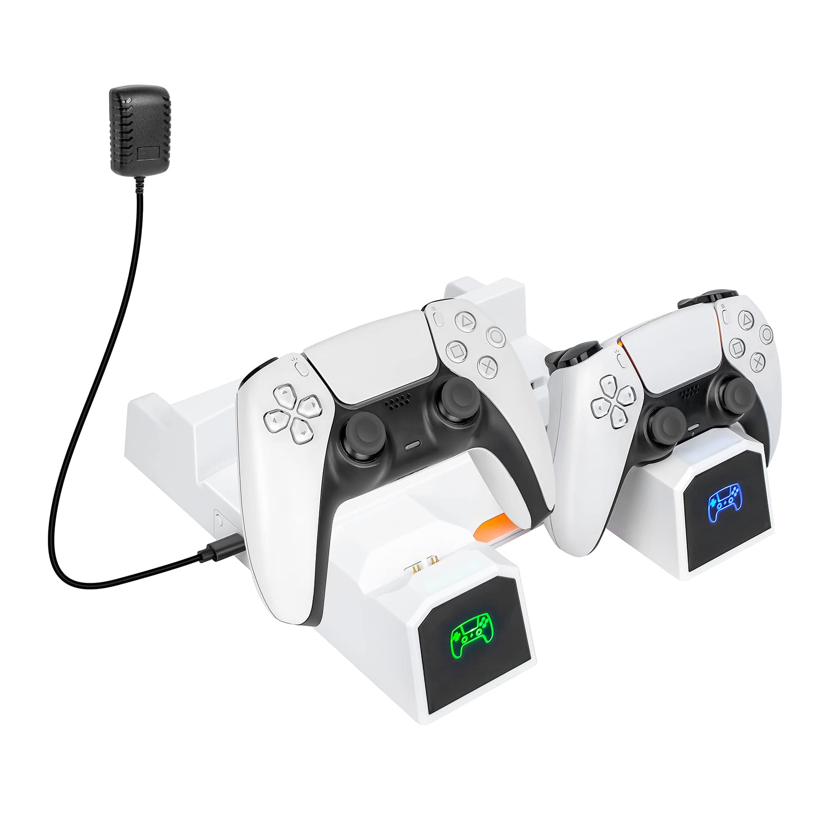 PS5 Cooling Station with Controller Charger for Disc & Digital Version, Playstation 5 Vertical Cooling Stand with Cooler Fan, PS5 Charging Station, Playstation 5 Cooling Station with 12 Game Slots