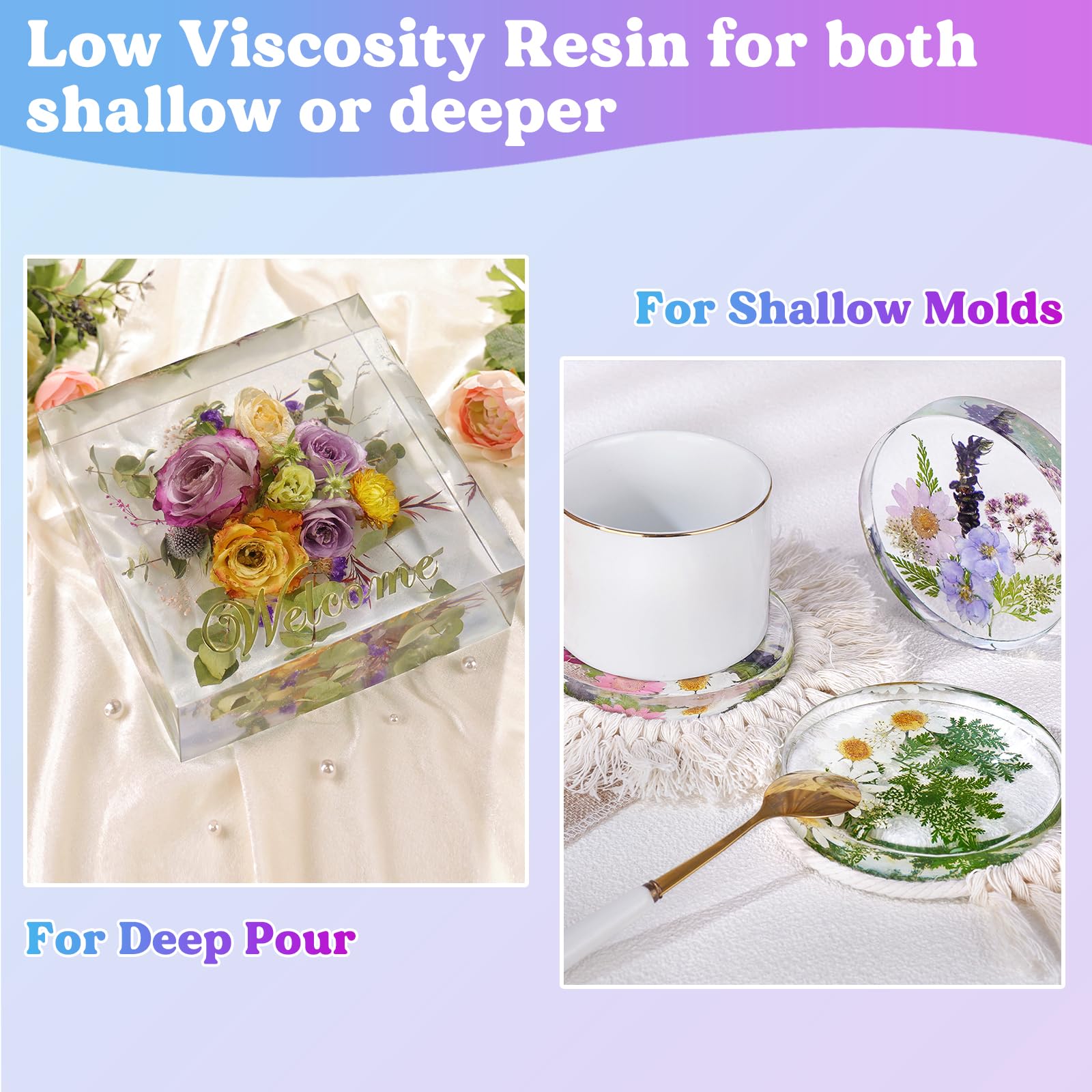 LET'S RESIN 150OZ Deep Pour Epoxy Resin Kit, Low Viscosity, Bubble Free, Crystal Clear Casting Resin for River Table, Wood, Resin Art, Crafts