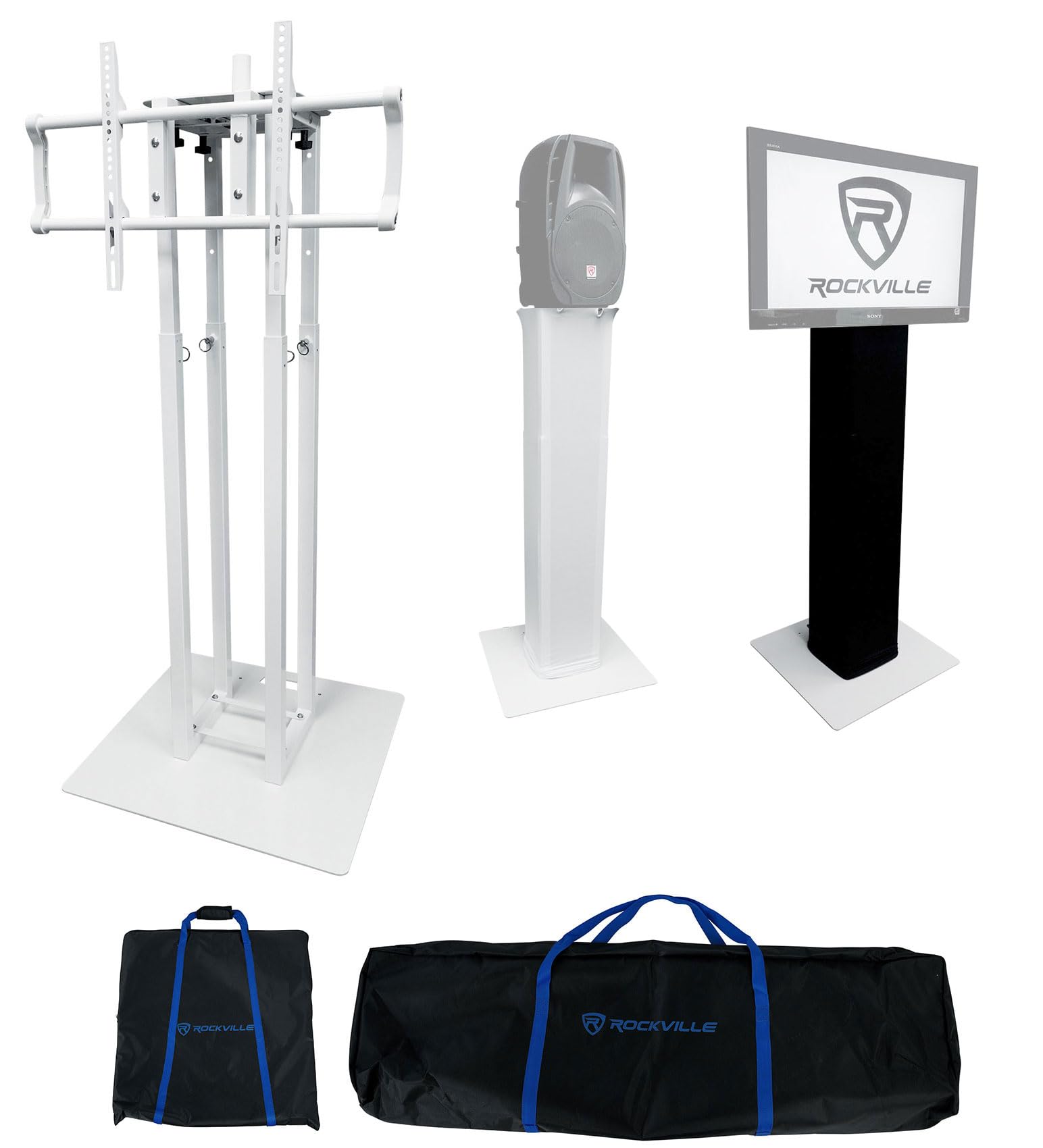 Rockville (1) RTP33-TV Pro Totem DJ Speaker/Lighting Stand w/Detachable TV Mount