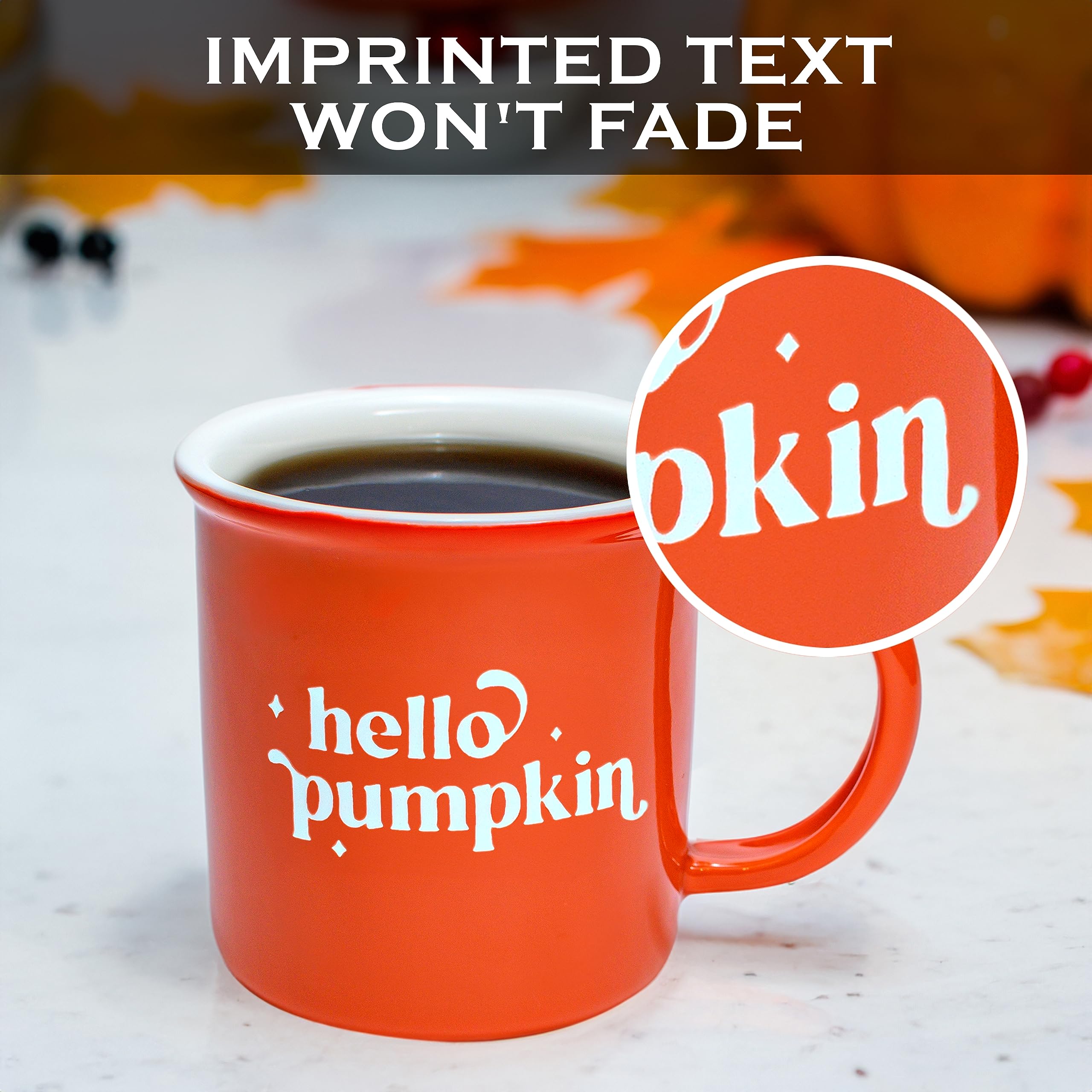 MAINEVENT Hello Pumpkin Fall Mugs 11 Ounce, Hello Pumpkin Coffee Mugs Fall, Hello Pumpkin Fall Coffee Mugs, Hello Pumpkin Holiday Mugs, Orange