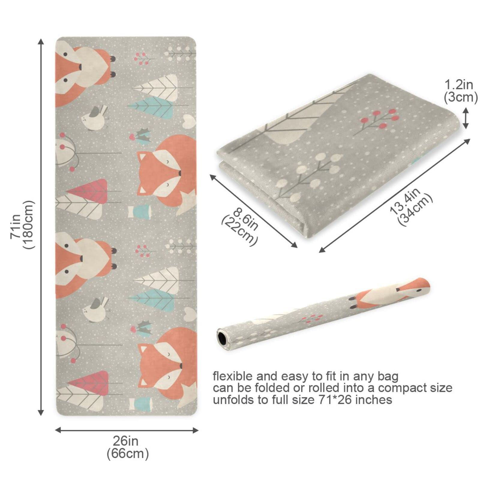senya Coloured Fox Yoga Mat Cover, Non Slip Exercise Mat Cover High Performance Grip, Coming with Carry Bag(228vb9b)