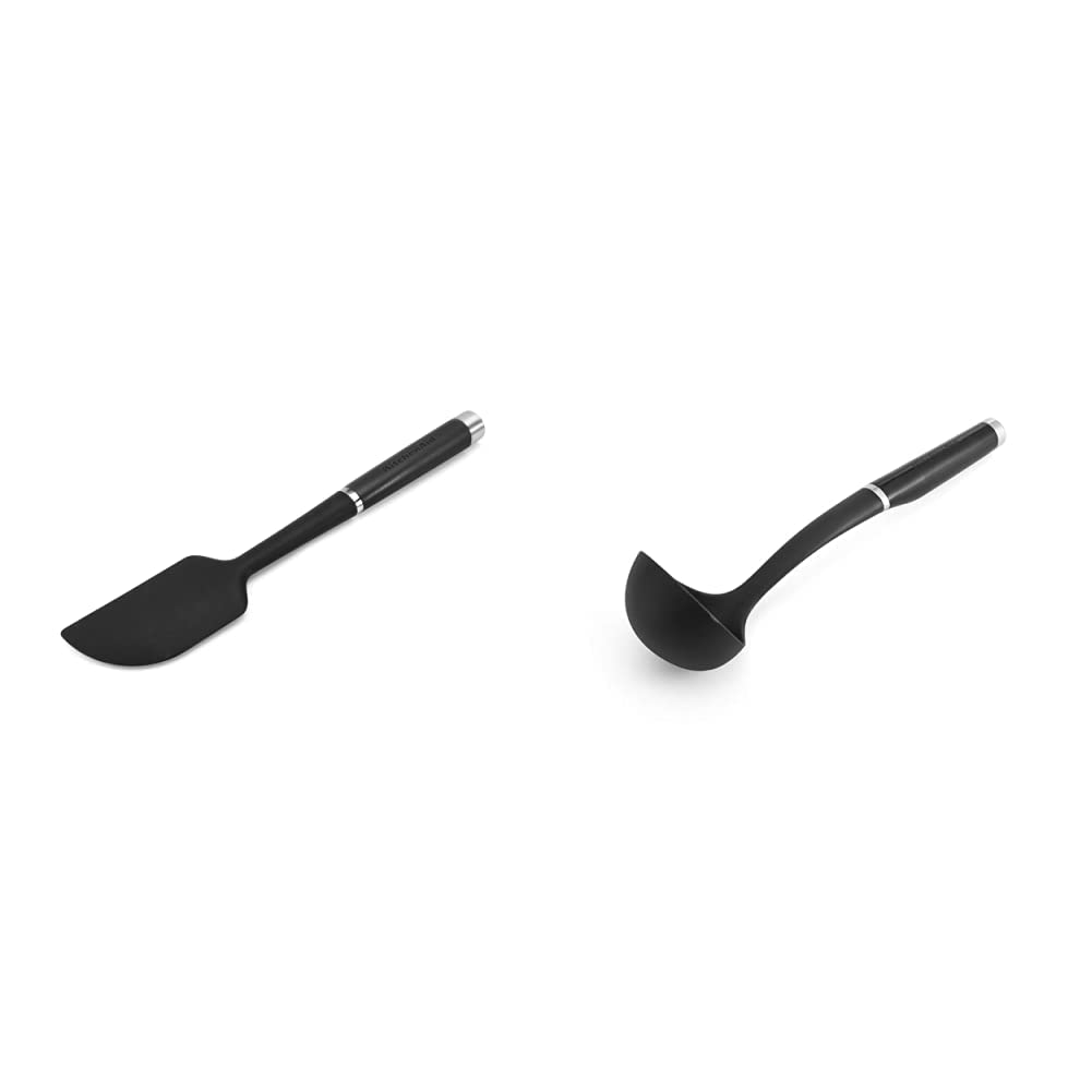 KitchenAid KO031OHOBA Gourmet Scraper Spatula, one size, Matte Black and KitchenAid Classic Soup Ladle, One Size, Black 2