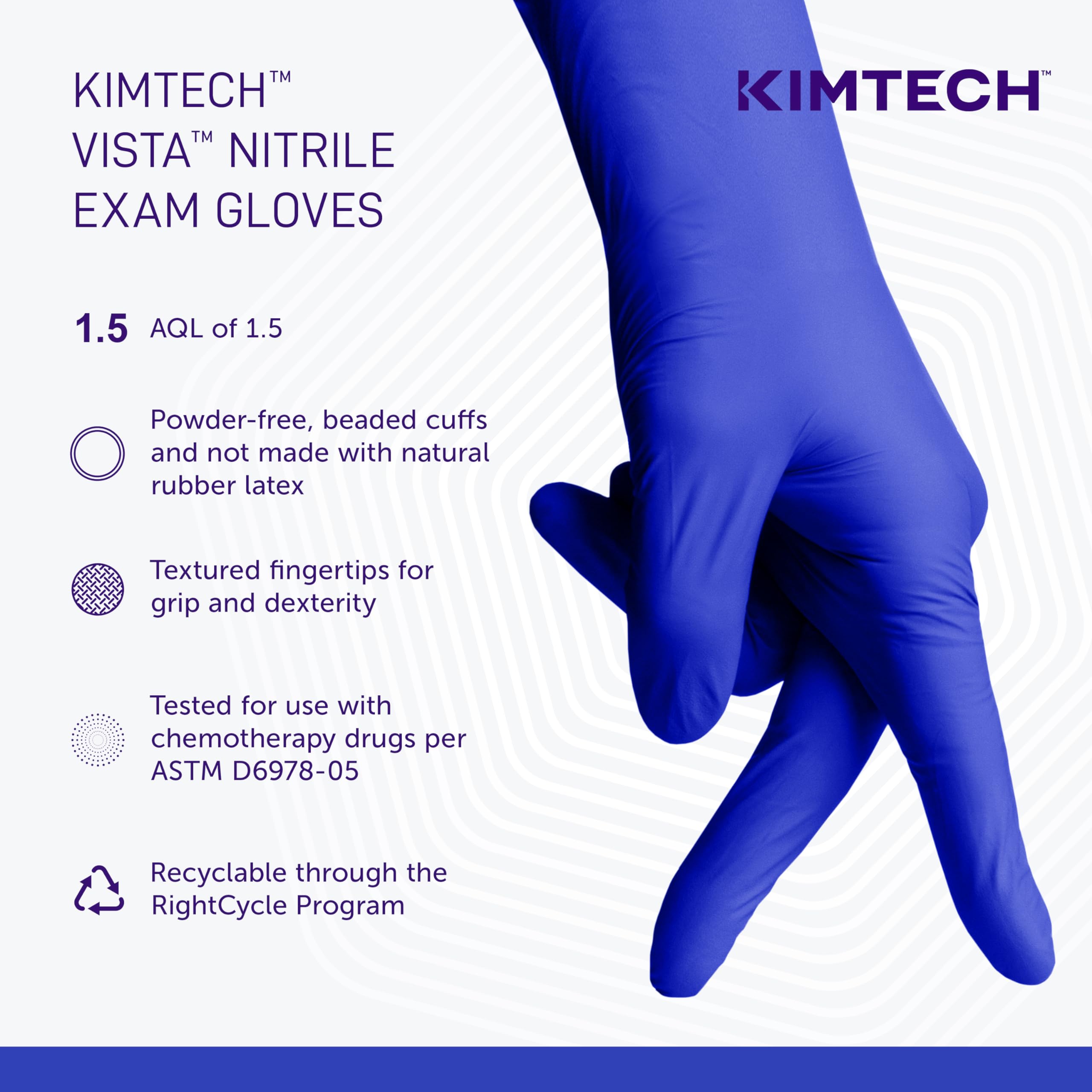 KIMTECH™ Vista™ Nitrile Exam Gloves (62825) 4.3 Mil, Ambidextrous, 9.5”, XS, 200 Nitrile Gloves/Box, Blue