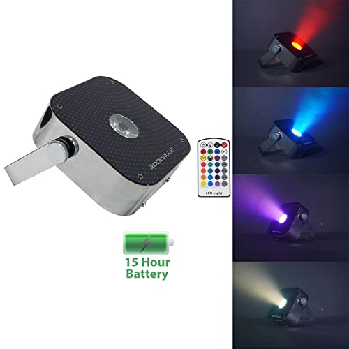 Rockville Mini RF1 RGBWA+UV DJ/Party LED Wash Light (Steel)+RF Long Range Remote, Silver