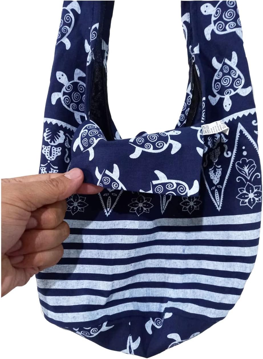 Lovely Creations's Hippie Boho New Elephant Crossbody Bohemian Gypsy Sling Shoulder Bag"Small" Size (Turtle Navy Blue)