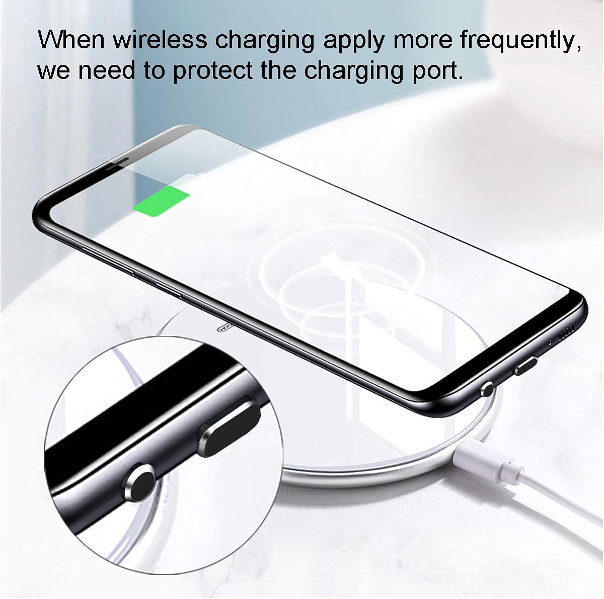VIWIEU USB C Anti Dust Plugs Protector, Waterproof C Port Cover Cap Phone Charm 4 PCS Compatible with iPhone 15 Plus Pro Max Samsung Galaxy S24/S23/S22/S21/S20 Ultra Earbuds Wireless Charging (Black)