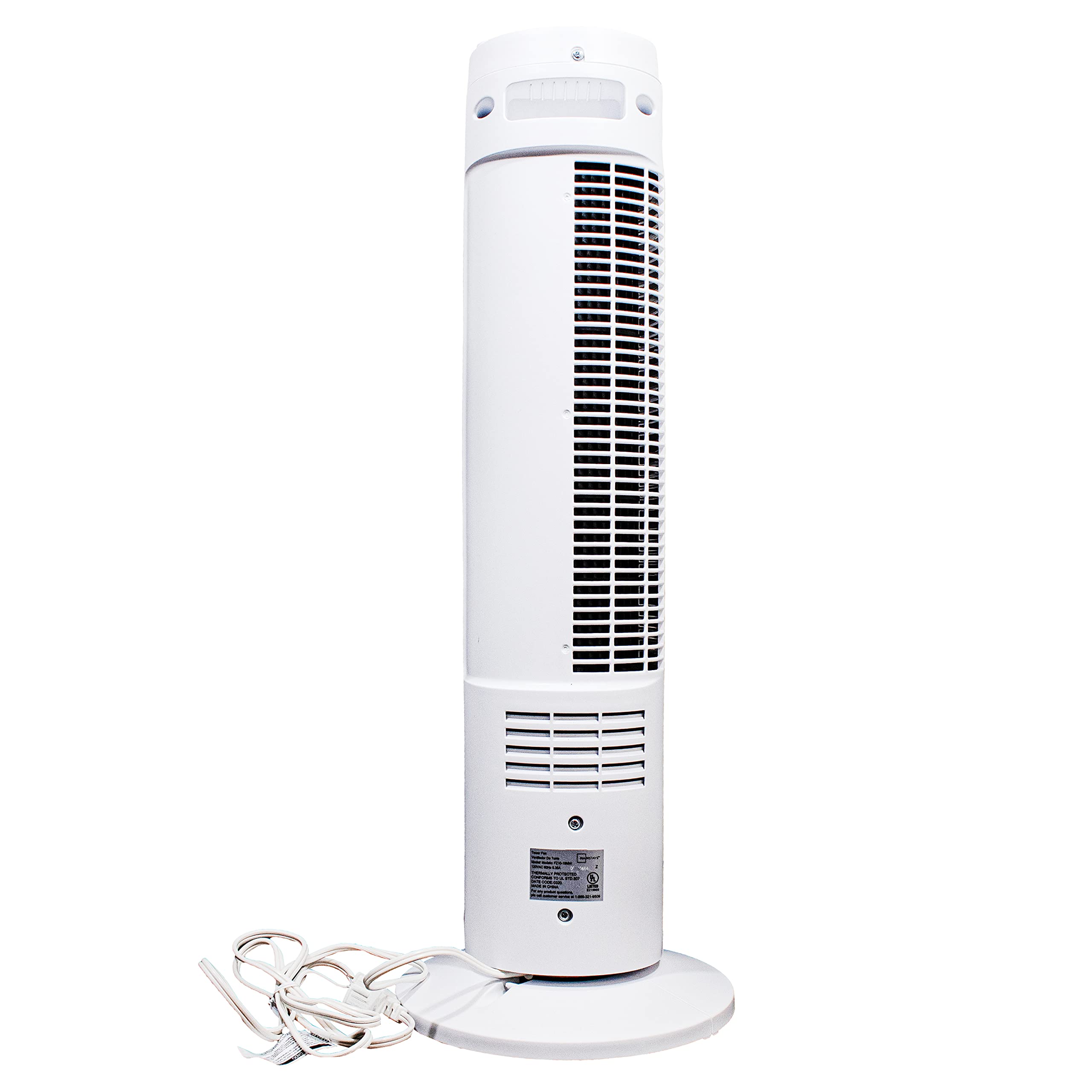 Mainstay FZ10-19MW 28 Inch 3 Speed Compact Oscillating Tower Fan with Auto Shutoff, White (Renewed) (White)
