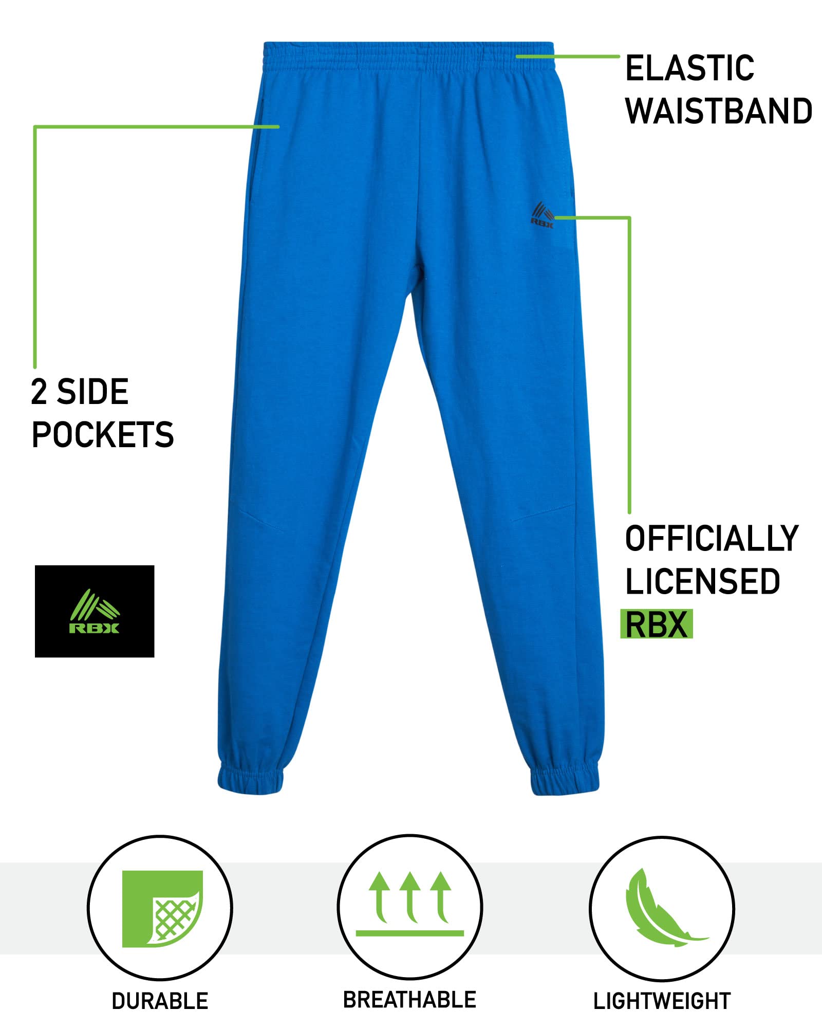 RBX Boys Sweatpants 4 Pack Active Fleece Jogger Pants (Size 8-20), Size 1416, BlueMidnightMidCamo