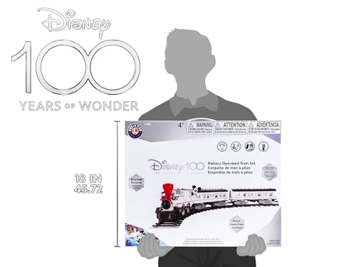 Lionel Disney100 Celebration Ready-to-Play Battery Powered Model Train Set with Remote, White, Black, Red, Large