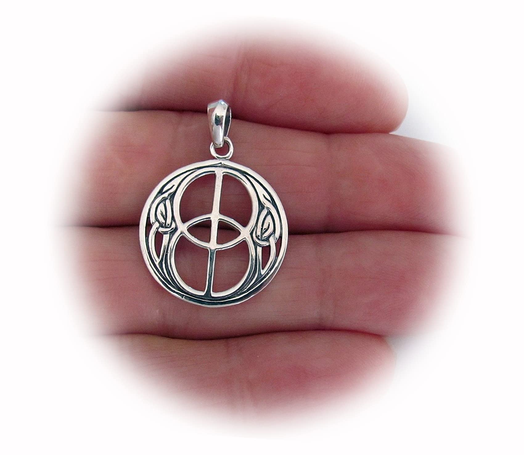 New Sterling Silver 22mm Celtic Vesica piscis Pendant ME1325MOOO