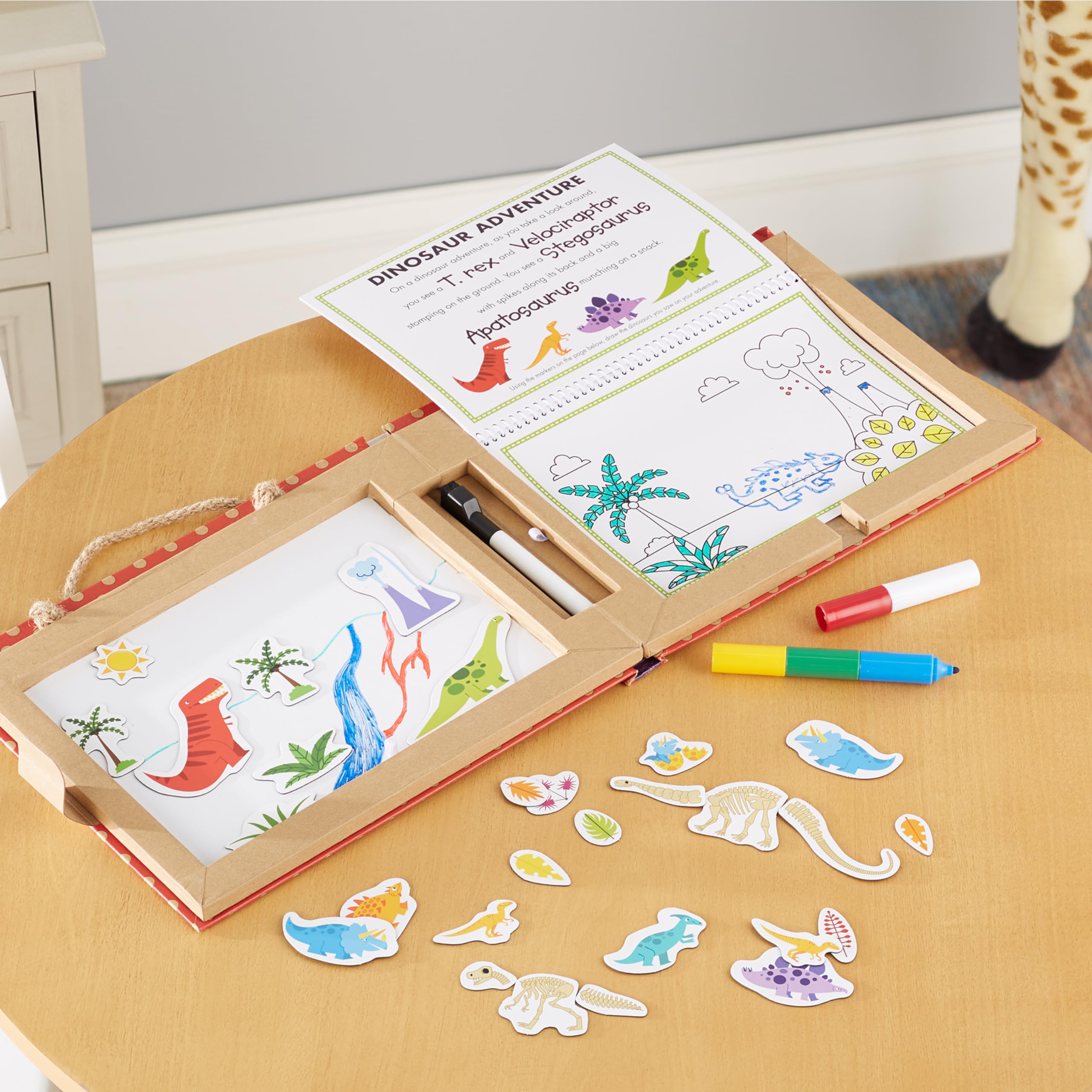 Melissa & Doug Natural Play: Play, Draw, Create Reusable Drawing & Magnet Kit β Dinosaurs (41 Magnets, 5 Dry-Erase Markers)
