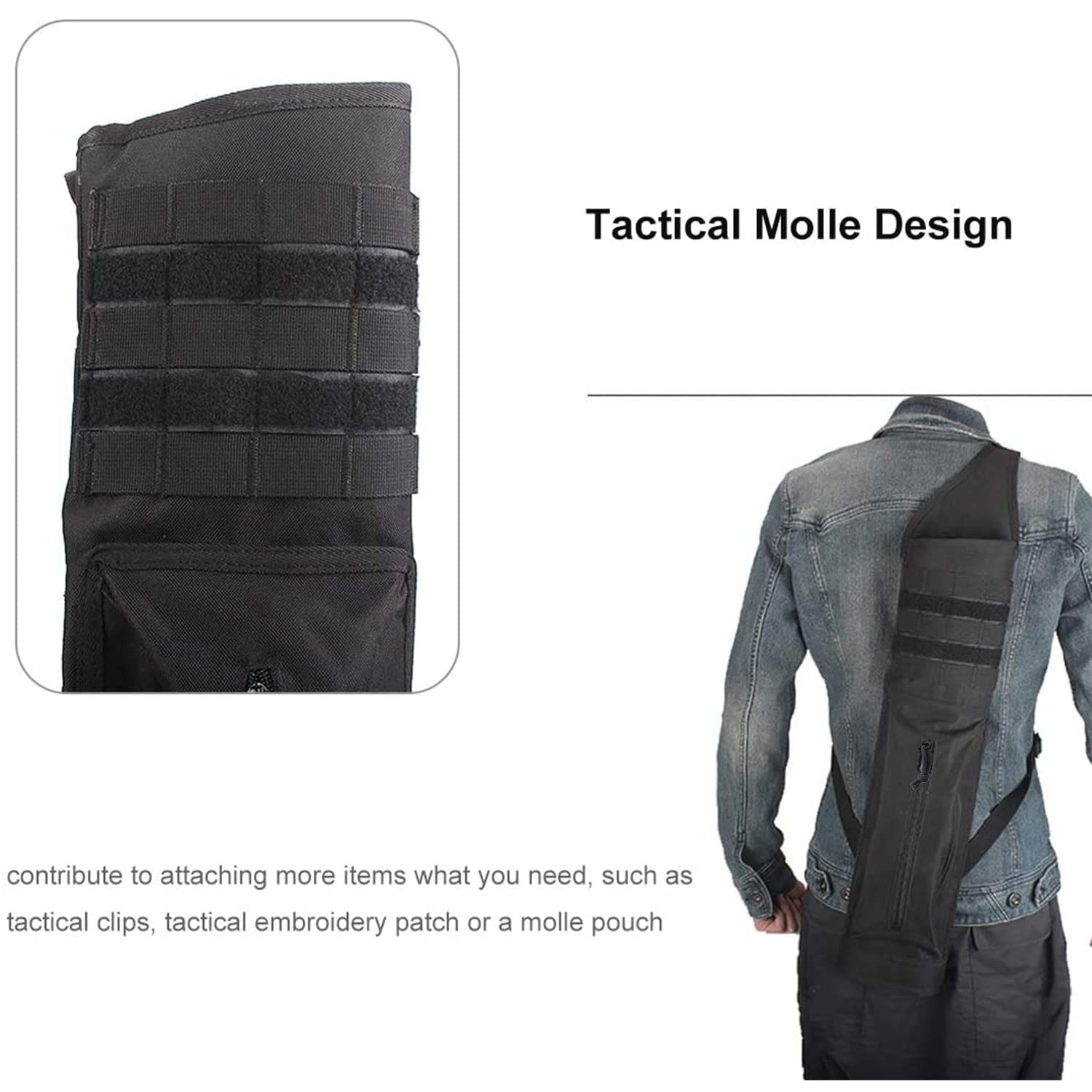 KRATARC Archery Multi-function Heavy Duty Back Arrow Quiver with Molle System Shoulder Hanged Target Shooting Quiver for Arrows (Black- for Right-handed)