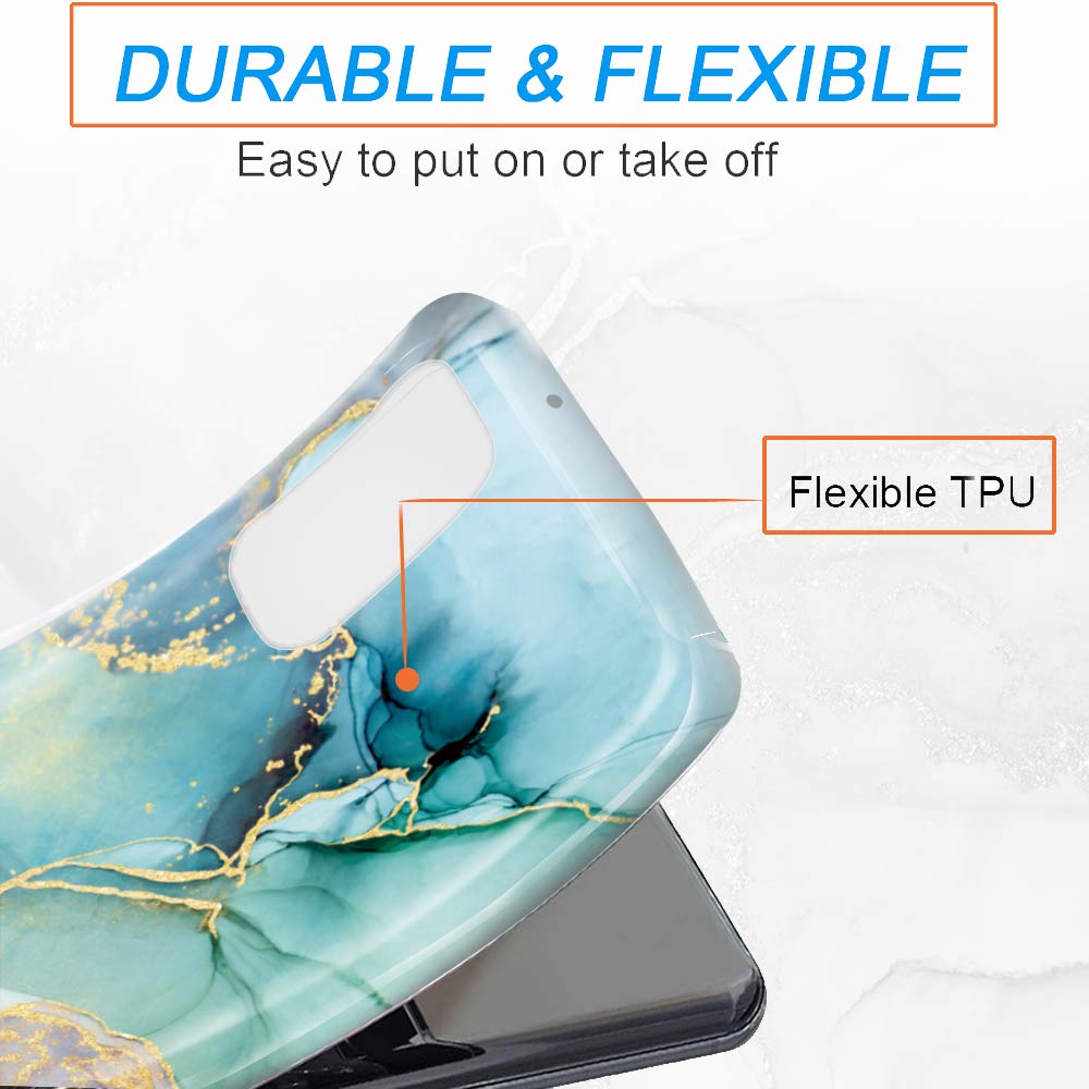 LUOLNH Galaxy S20 Plus Case,Samsung Galaxy S20+ Marble Case,Shiny Design Shockproof Flexible Soft Silicone Rubber TPU Bumper Cover Skin Case for Samsung Galaxy S20+ /S20 Plus(Abstract Mint)