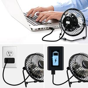 Small USB Desk Fan, AiwyeHB 4 Inch Mini Quiet Fan with Strong Airflow, 360° Rotation, Metal Construction, Personal Cooling Fan for Home Office (Black) (HB1996)