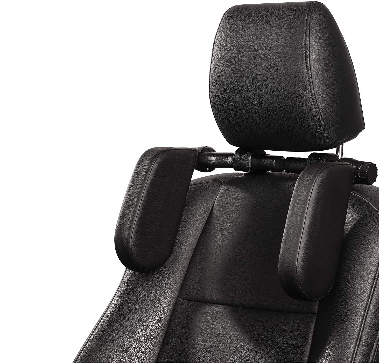 LUOWAN Adjustable Leather Road Pal Headrest Pillow for Car Seat, Sleeping Head Neck Support Side Cushion for Long Road Trip Nap