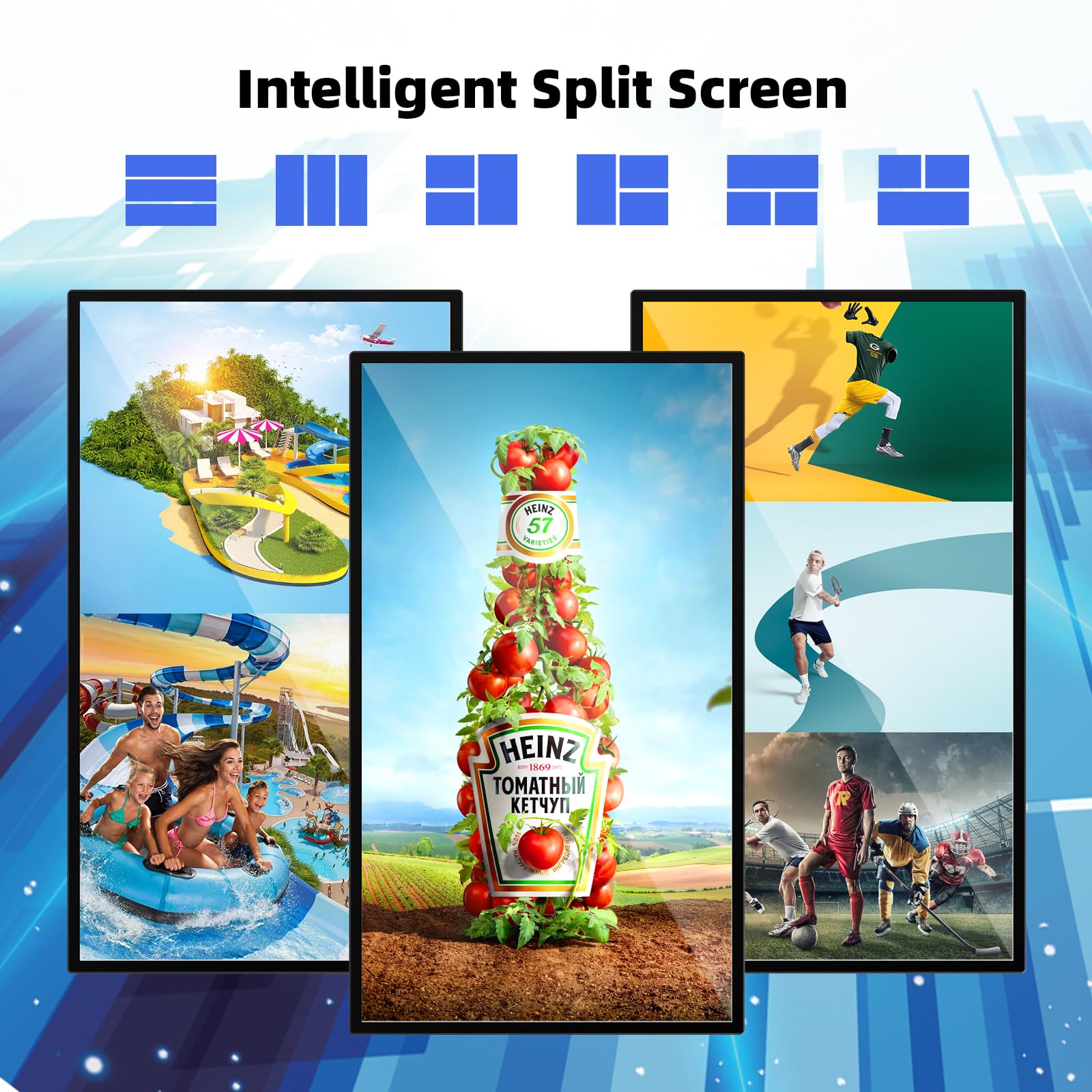 YIXZSWD 32 Inch Touch Screen Digital Signage, Smart Digital Calendar Digital Signage Display for Advertising,Plug&Play,Intelligent Split Screen,Built-in Speakers,Support HD-MI Input,Android System