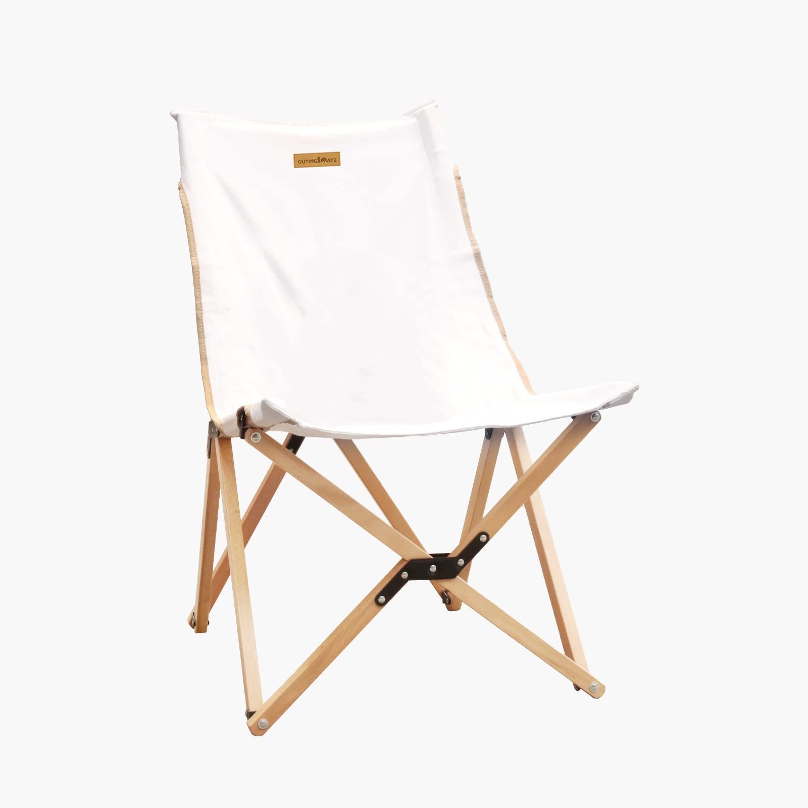 OUTING MATE Wood Camping Chair, Folding Solid Wood Beach Chair,Wood Beach Chair,Wooden Folding Butterfly Chair, Solid Wood Camping Chair(Beech (White)