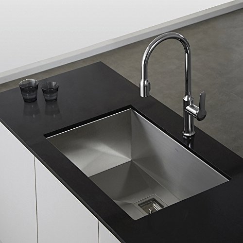 KRAUS Pax 28 1/2-inch 16 Gauge Undermount Single Bowl Stainless Steel Kitchen Sink, KHU29