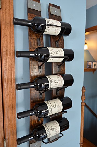 Wine Rack, 5 - Bottle Wine Stave wine rack with steel banding