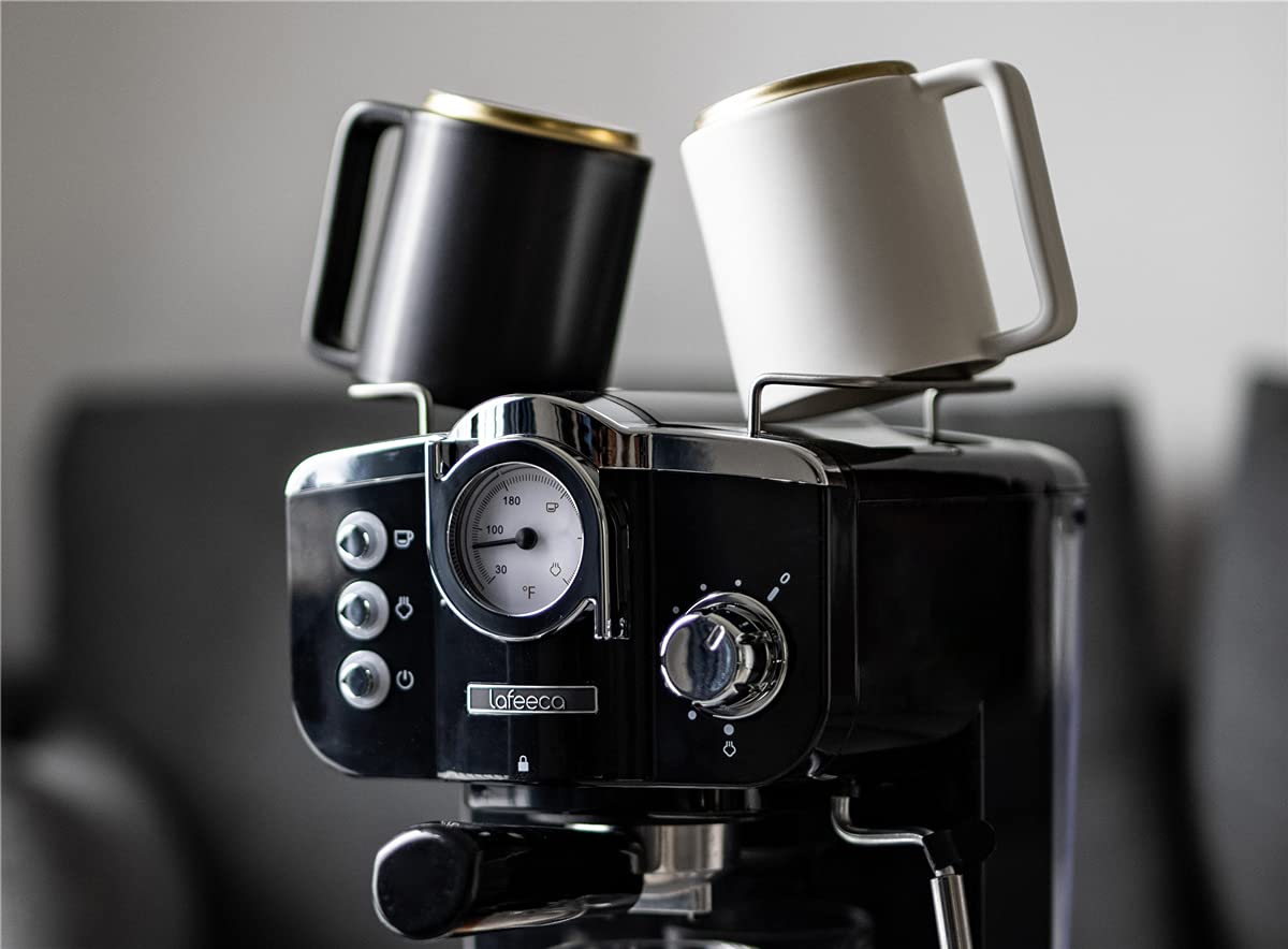 LAFEECA Espresso Machine 19 Bar Fast Heating Cappuccino Coffee Maker with Milk Frother Steam Wand - Black