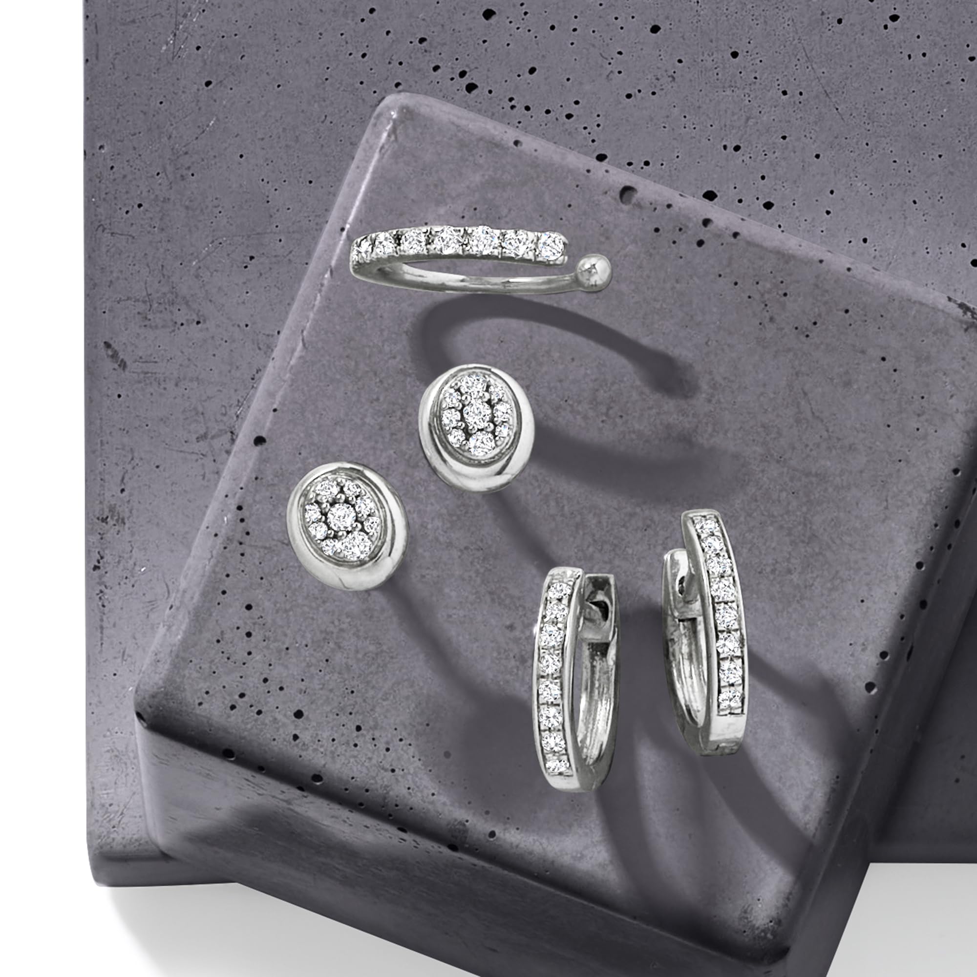 RS Pure by Ross-Simons 0.10 ct. t.w. Diamond Huggie Hoop Earrings in Sterling Silver