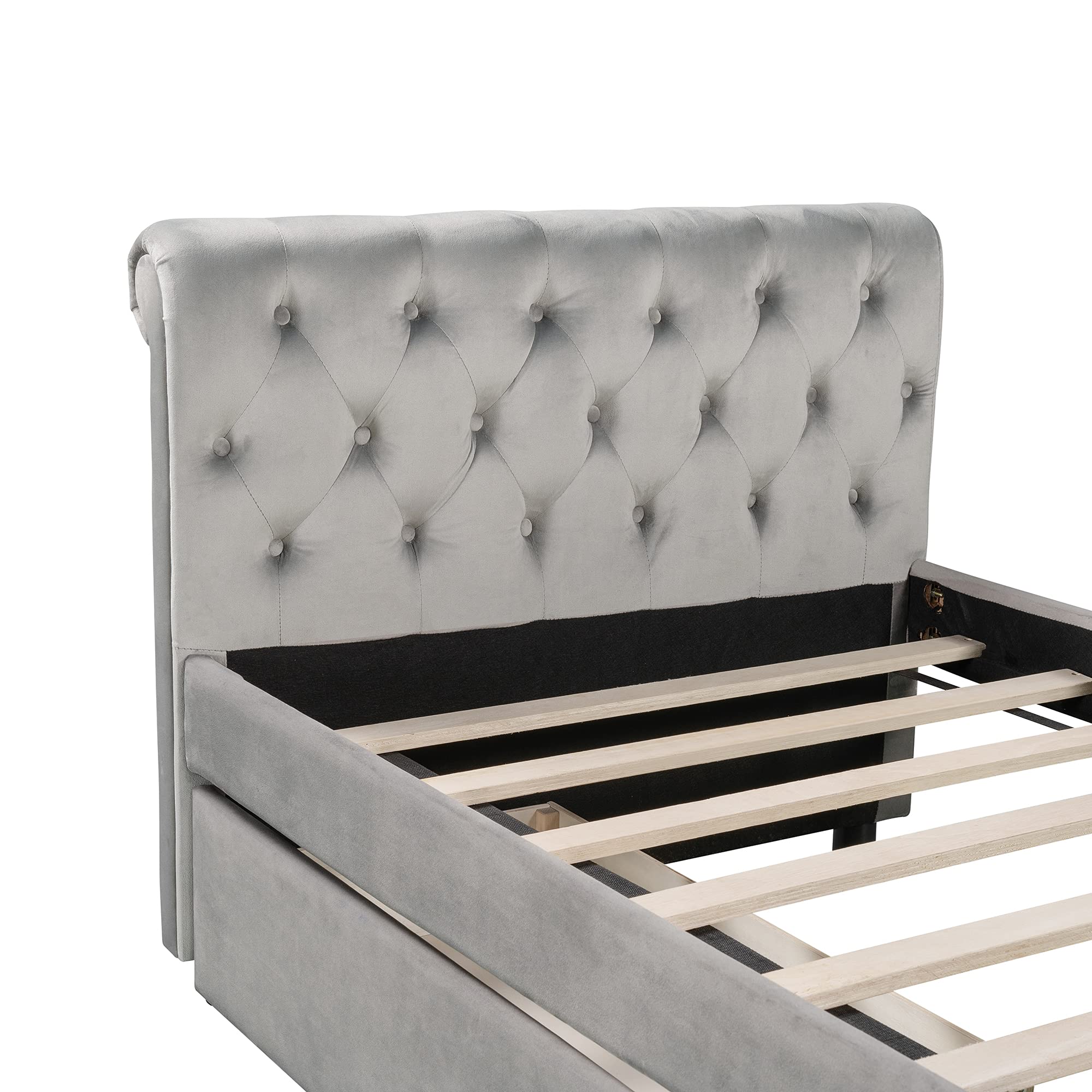 Merax Daybed Bed Frame with Upholstered Armrest and Wood Slats No Box Spring Needed, Dual-Use Sofa for Bedroom or Living Room