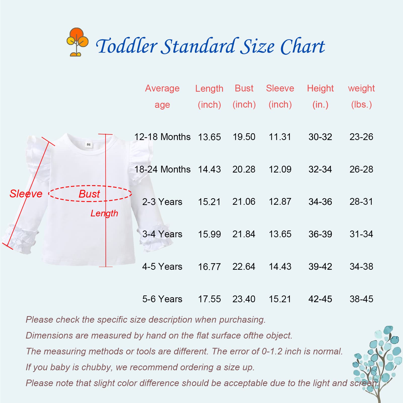 Toddler Baby Girl Solid Color T-Shirt Kids Blouse Plain Ruffle Sleeve Top Cotton Casual Clothes (033B-White, 4-5 Years)