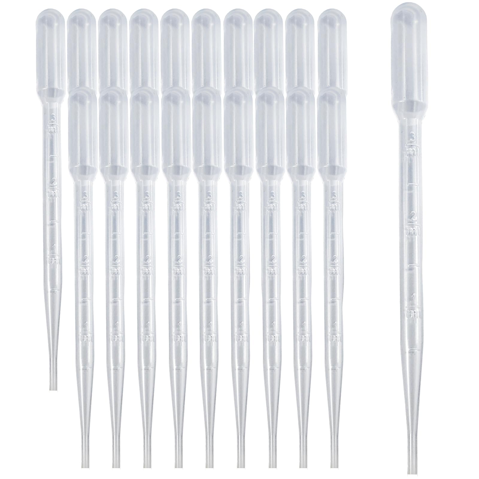 Zkupanx 20 PCS 3ml Dropper Pipettes - Disposable Pipettes Dropper for Accurate Liquid Transfer, Perfect for Essential Oils, Resin, Crafts, Labs, Kids Activities - Plastic Pipette, Droppers