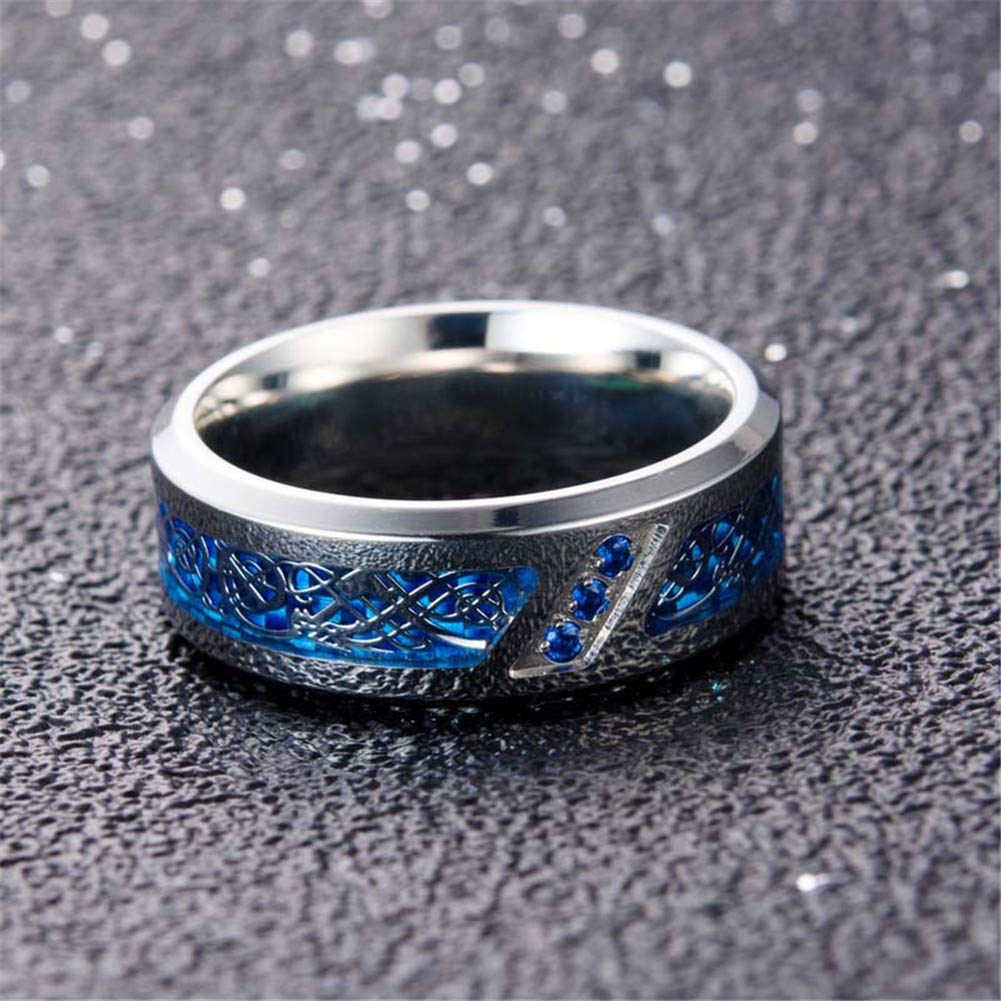 LOVERSRING 3pc Two Rings His and Hers Couple Rings Bridal Sets His Hers Women White Gold Plated Blue Sapphire Cz Man Stainless steel Wedding Ring Band Set