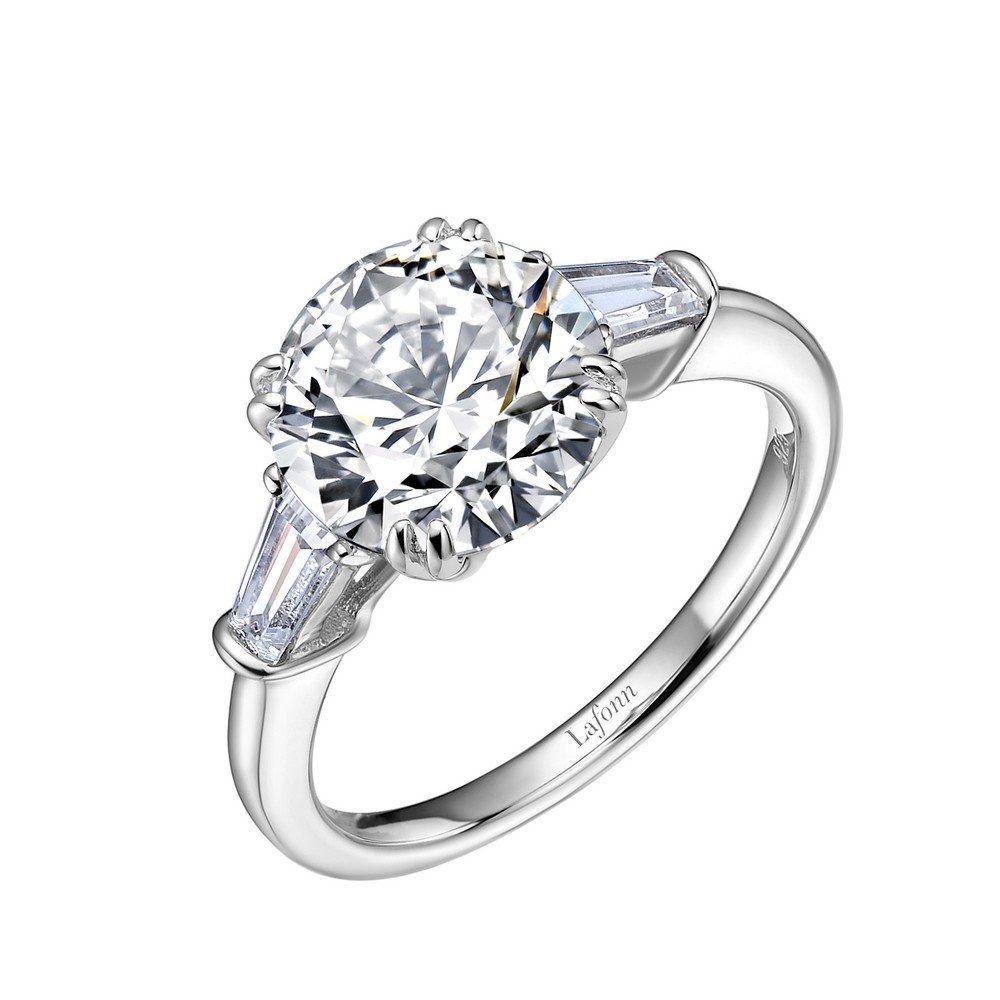 Lafonn Classic Sterling Silver Platinum Plated Lassire Simulated Diamond Ring (4.51 CTTW)