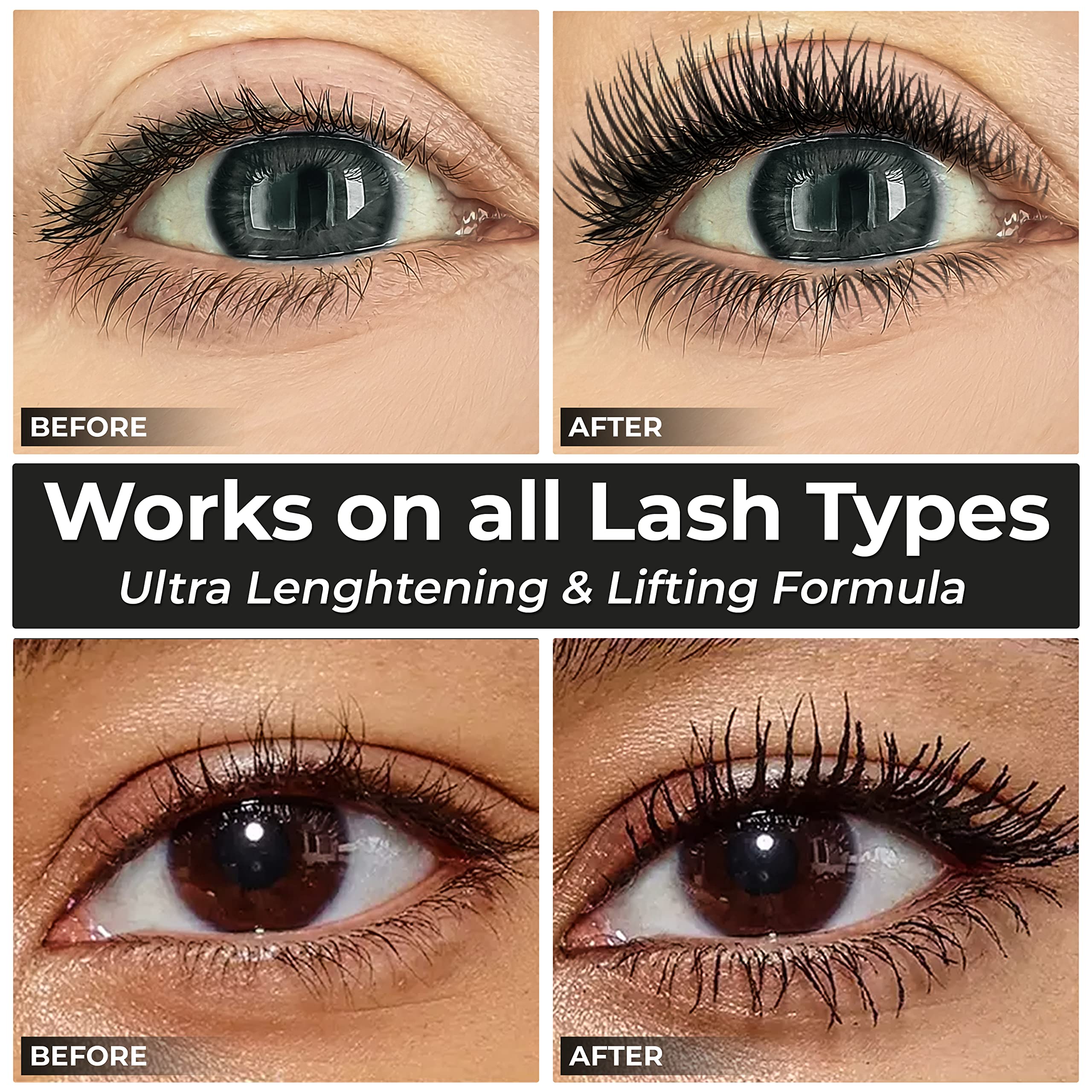 Nadhi Cosmetics Mascara Black Volume and Length β Vegan Waterproof Mascara β Smudge-Proof Waterproof Mascara Black Volume and Length β Tapered Silicone Wand Lengthening Mascara β 1pcs