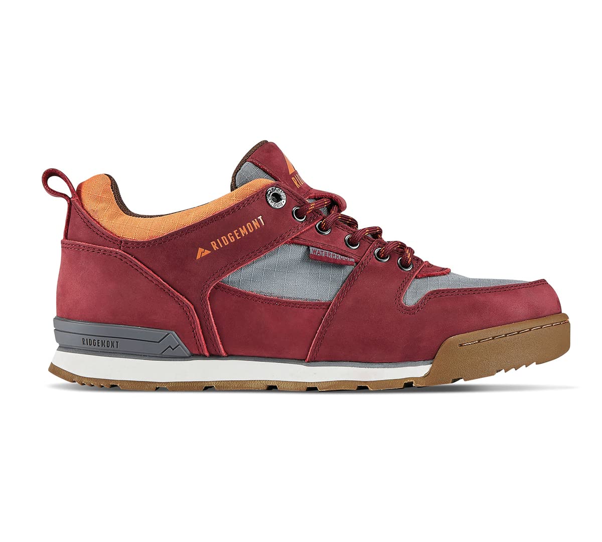 RIDGEMONT Monty Lo Mens Nubuck Leather Walking and Hiking Boots Burgundy/Charcoal US 11.5