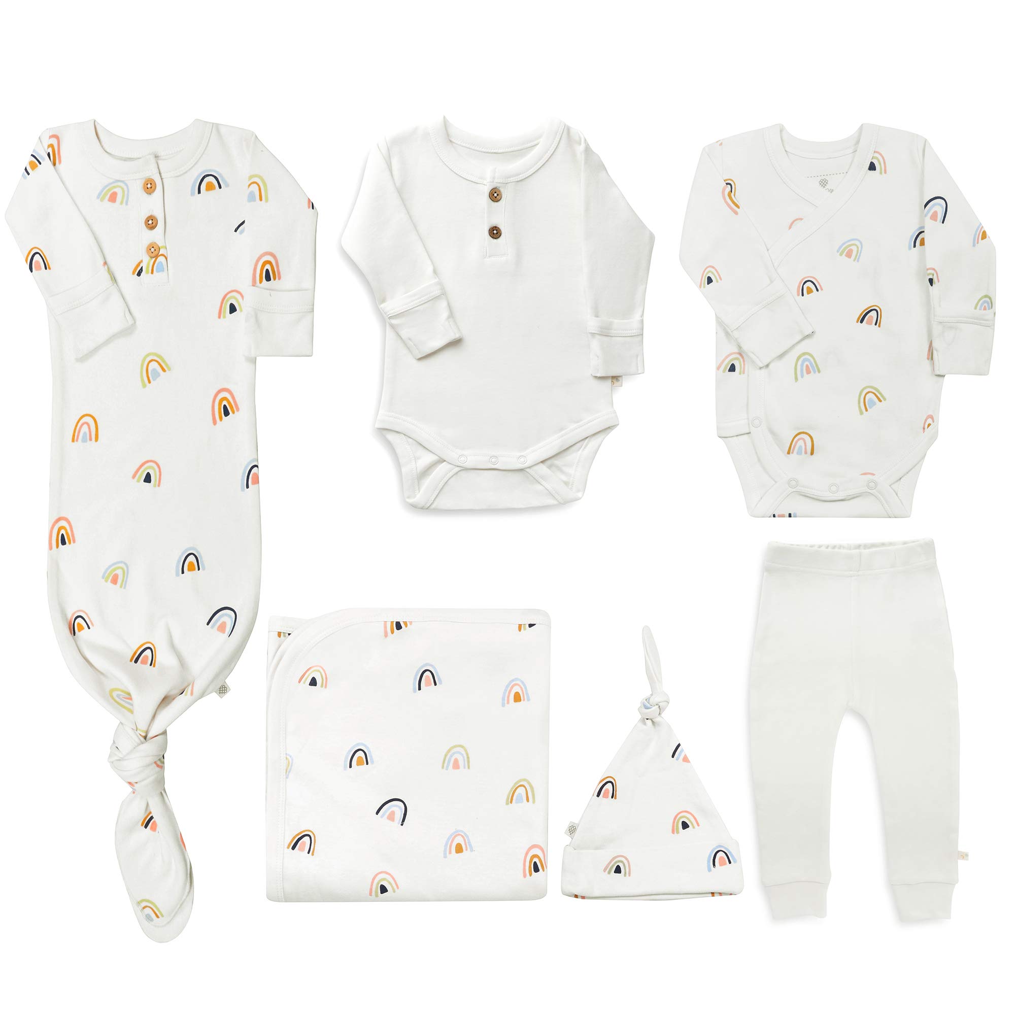 MakeMake Organics Organic Cotton Baby Layette Set Baby Shower Newborn Gift Set Blanket Infant, Rainbow