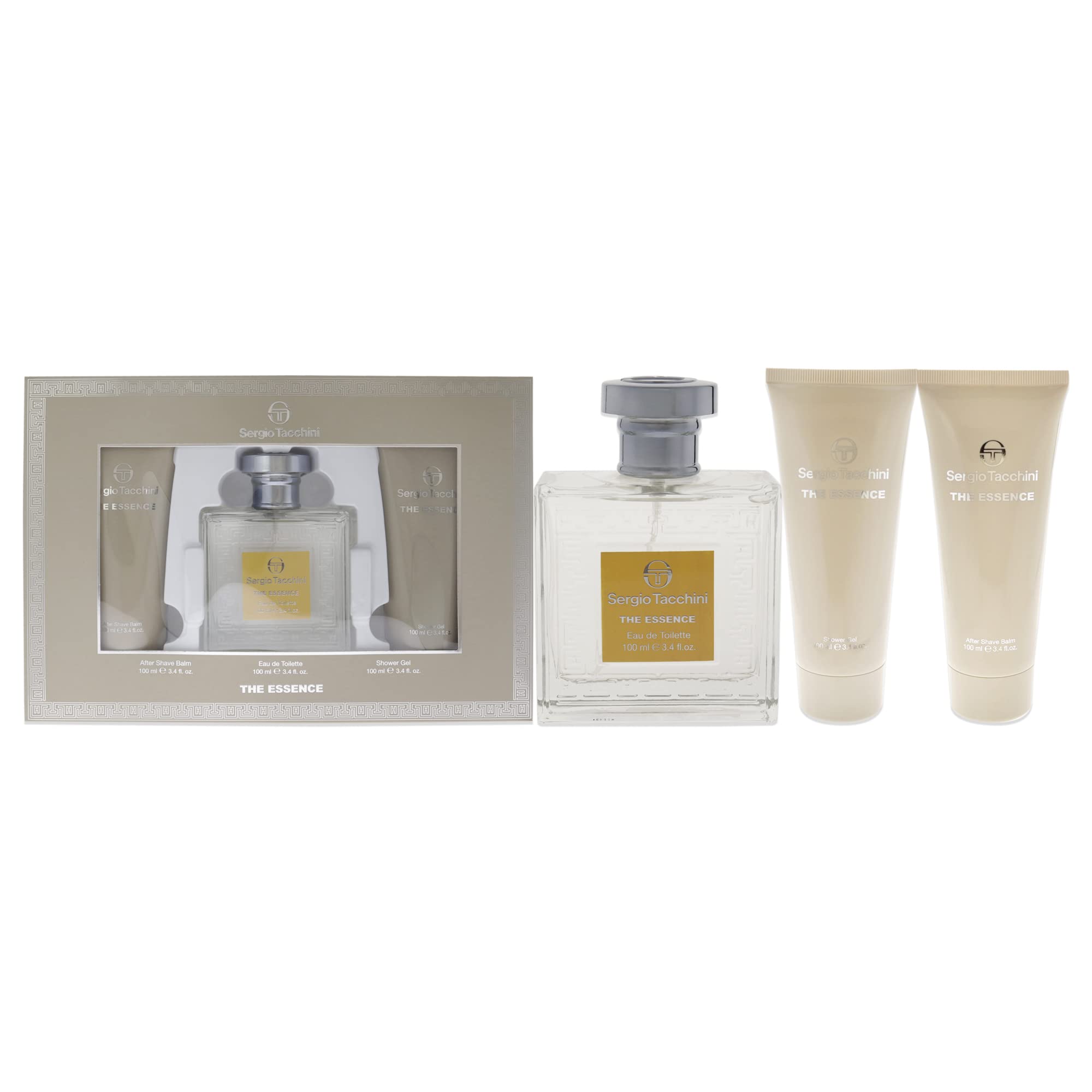 Sergio Tacchini The Essence 3.4oz EDT Spray, 3.4oz After Shave Balm, 3.4oz Shower Gel Men 3 Pc Gift Set