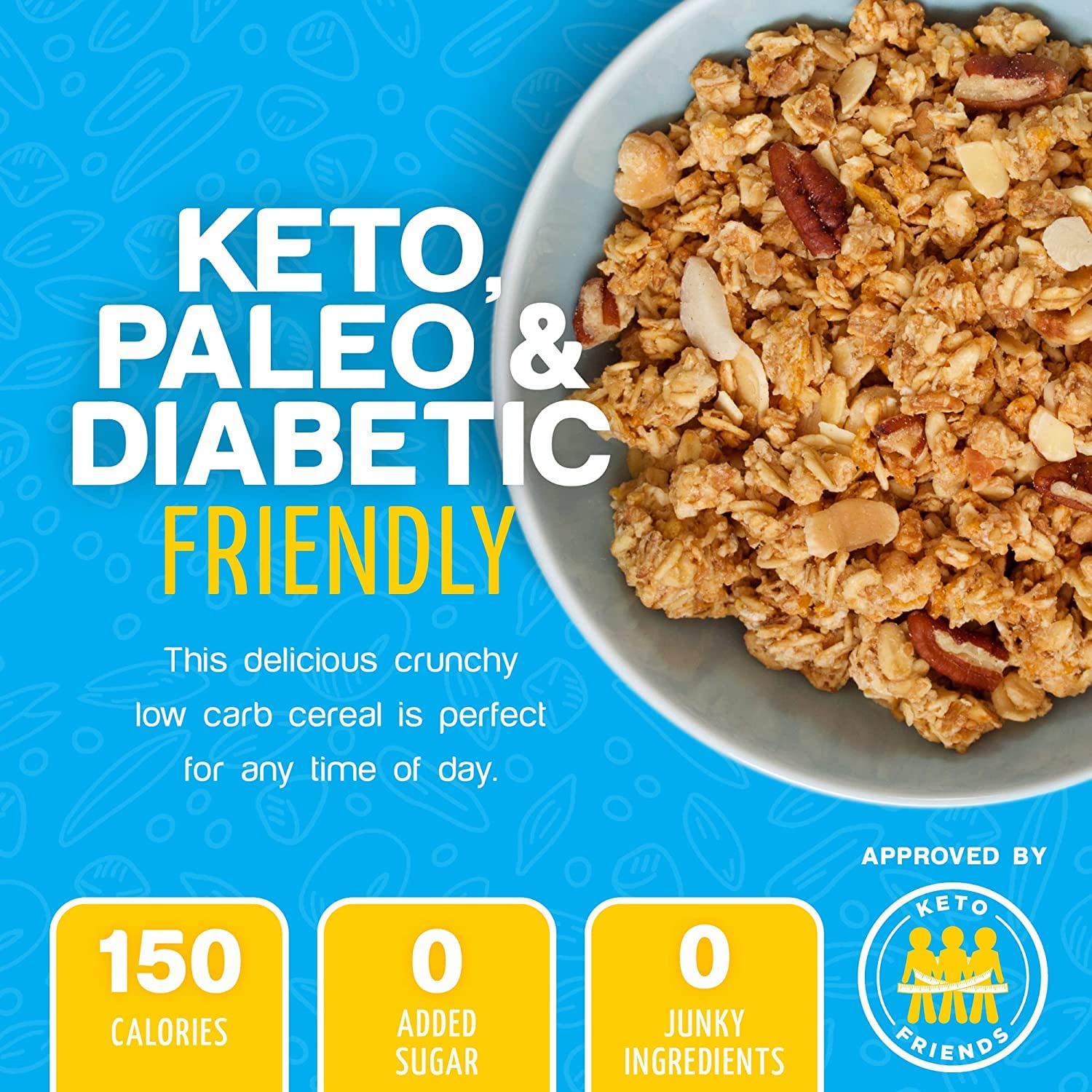 Keto Granola Low Carb - Original Flavor - Keto Cereal Low Carb Cereal - Zero Added Sugar, 3G Net Carbs - Healthy Breakfast Low Carb Keto Nut Granola for Yogurt or Topping - Gluten Free, Vegan & Kosher (Original, 3 Pack)