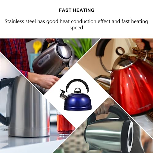 Whistling Tea Kettle Stainless Steel Tea Pot Tea Kettle Stovetop Whistling Kettle with Cool Grip Handle for for Kitchen Camping 3 Liter Gas Stove Teakettle