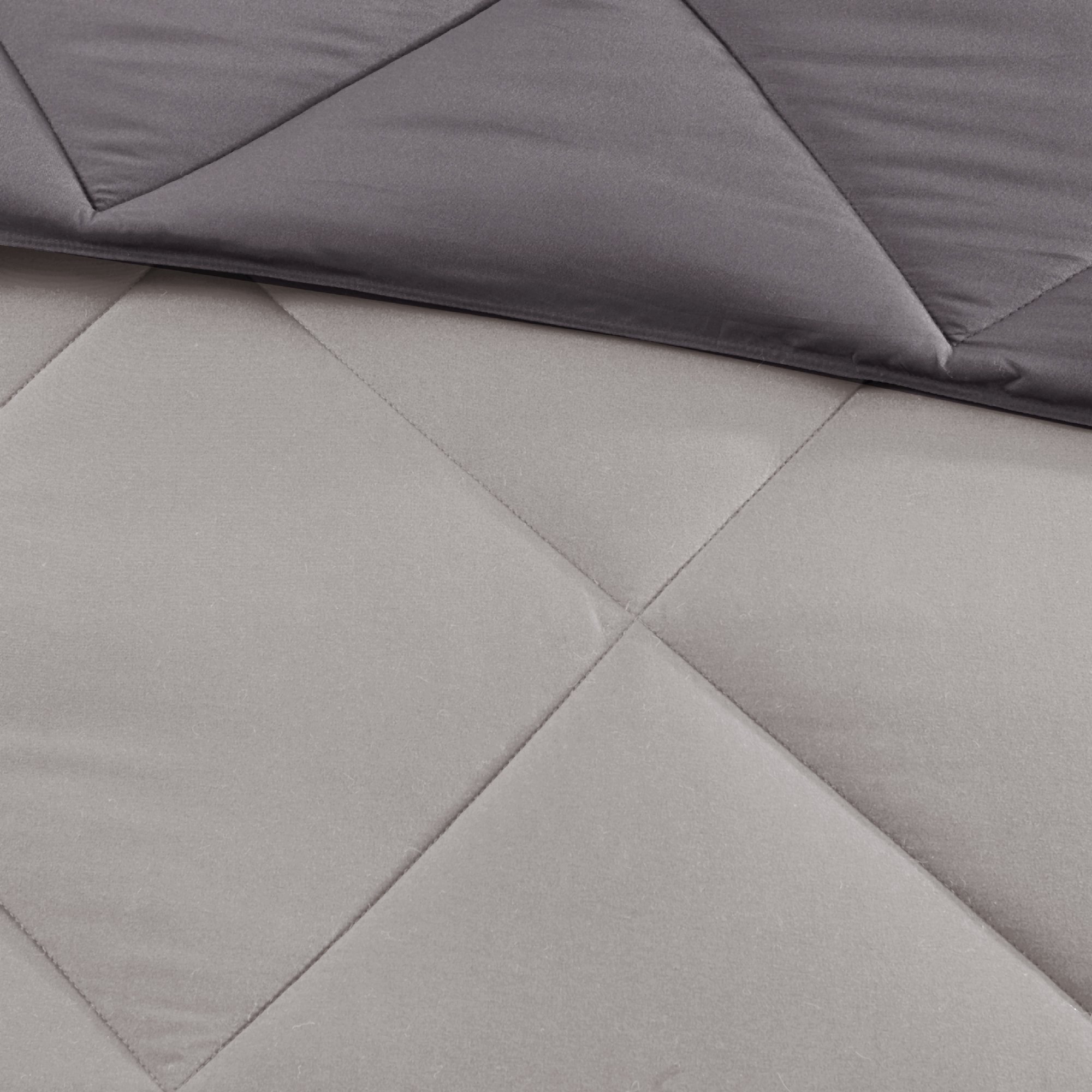 Madison Park Larkspur All Season Reversible Two Sides Down Alternative Set 3M Stain Release Comforters, King, Charcoal/Grey