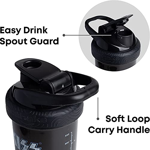 Smartshake Revive KISS Shaker Bottles for Protein Mixes 25 oz – Shaker Cup Workout Smart Shaker Bottles With Storage for Powder + Protein Shakes, Rock Band Collection